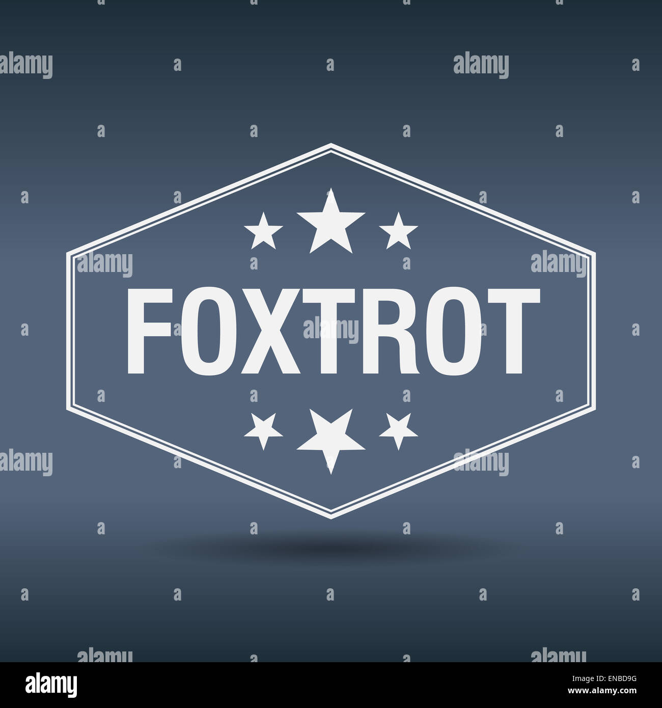 foxtrot hexagonal white vintage retro style label Stock Photo - Alamy