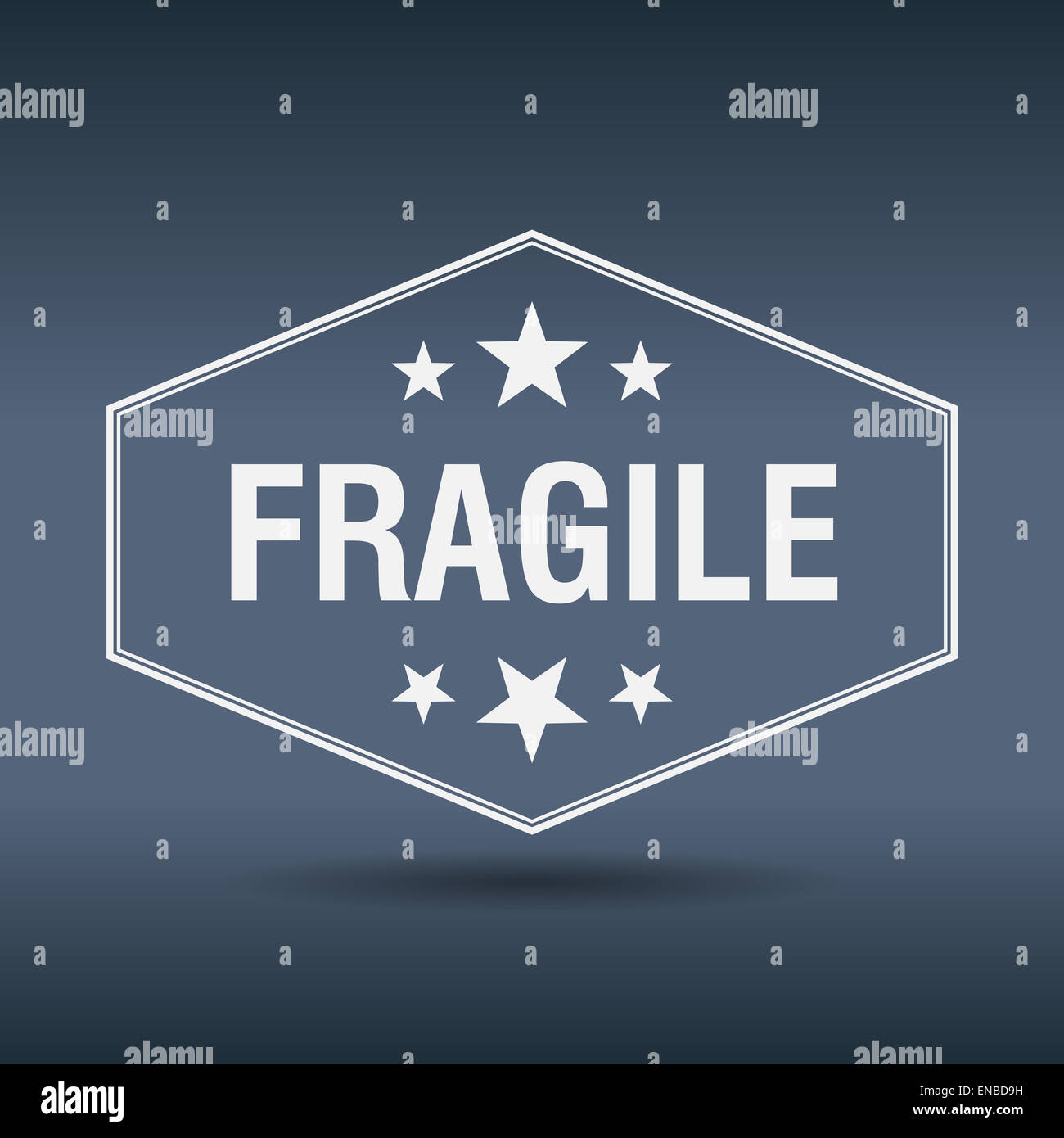fragile hexagonal white vintage retro style label Stock Photo - Alamy