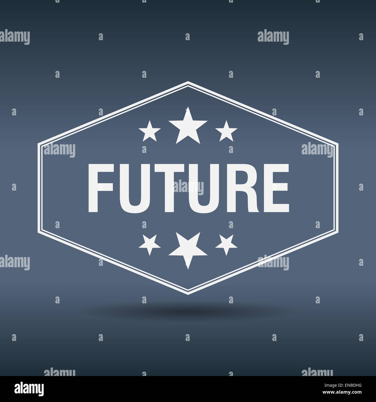 future hexagonal white vintage retro style label Stock Photo - Alamy