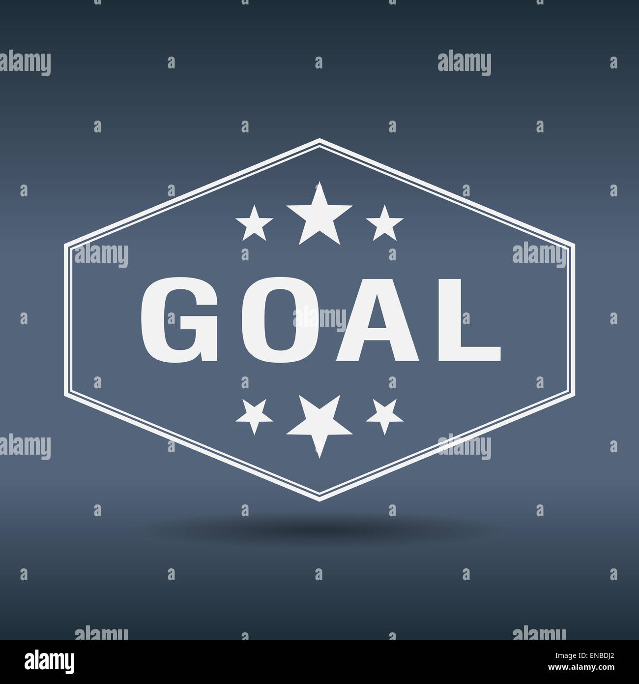 goal hexagonal white vintage retro style label Stock Photo - Alamy
