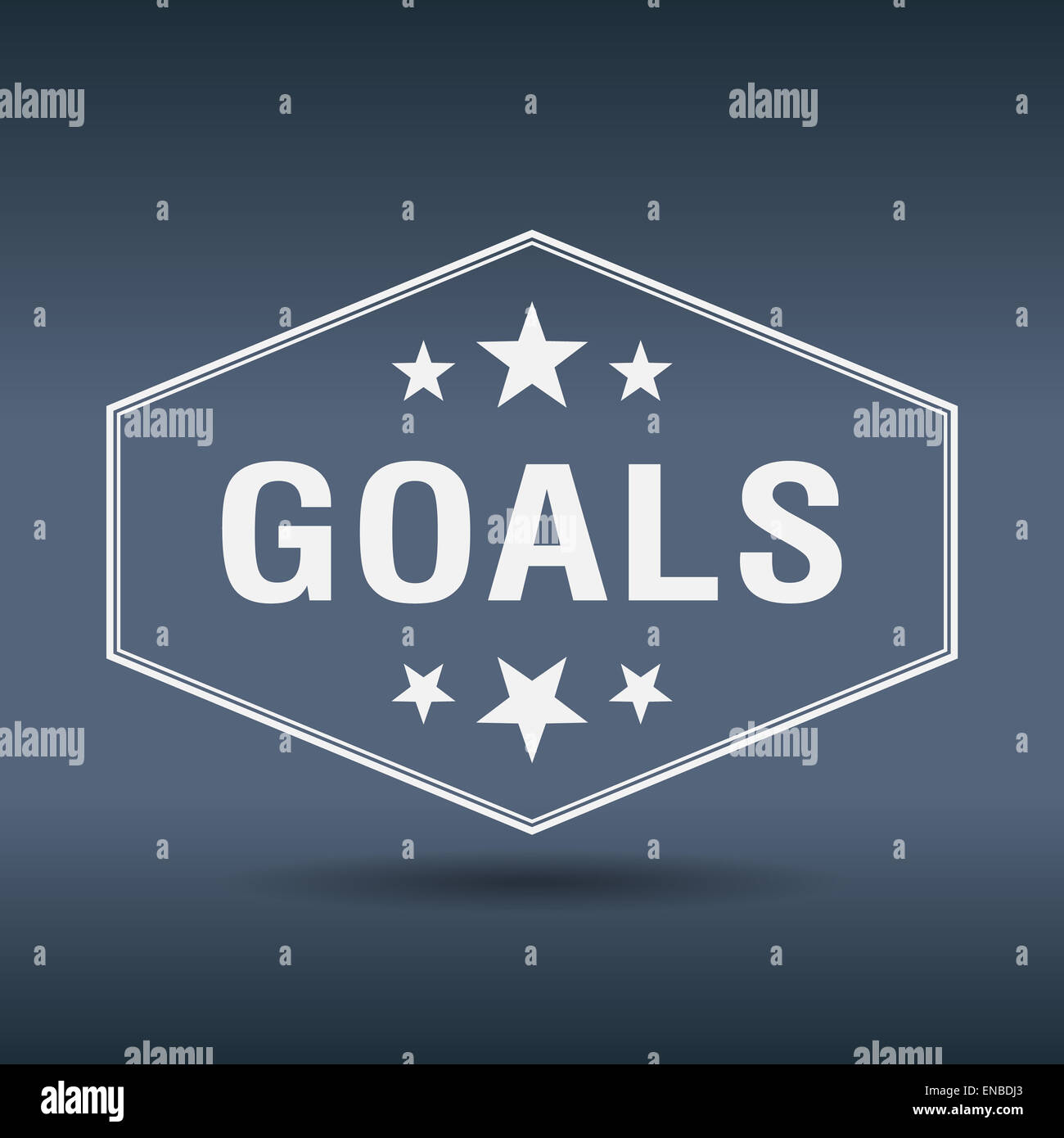 goals hexagonal white vintage retro style label Stock Photo - Alamy