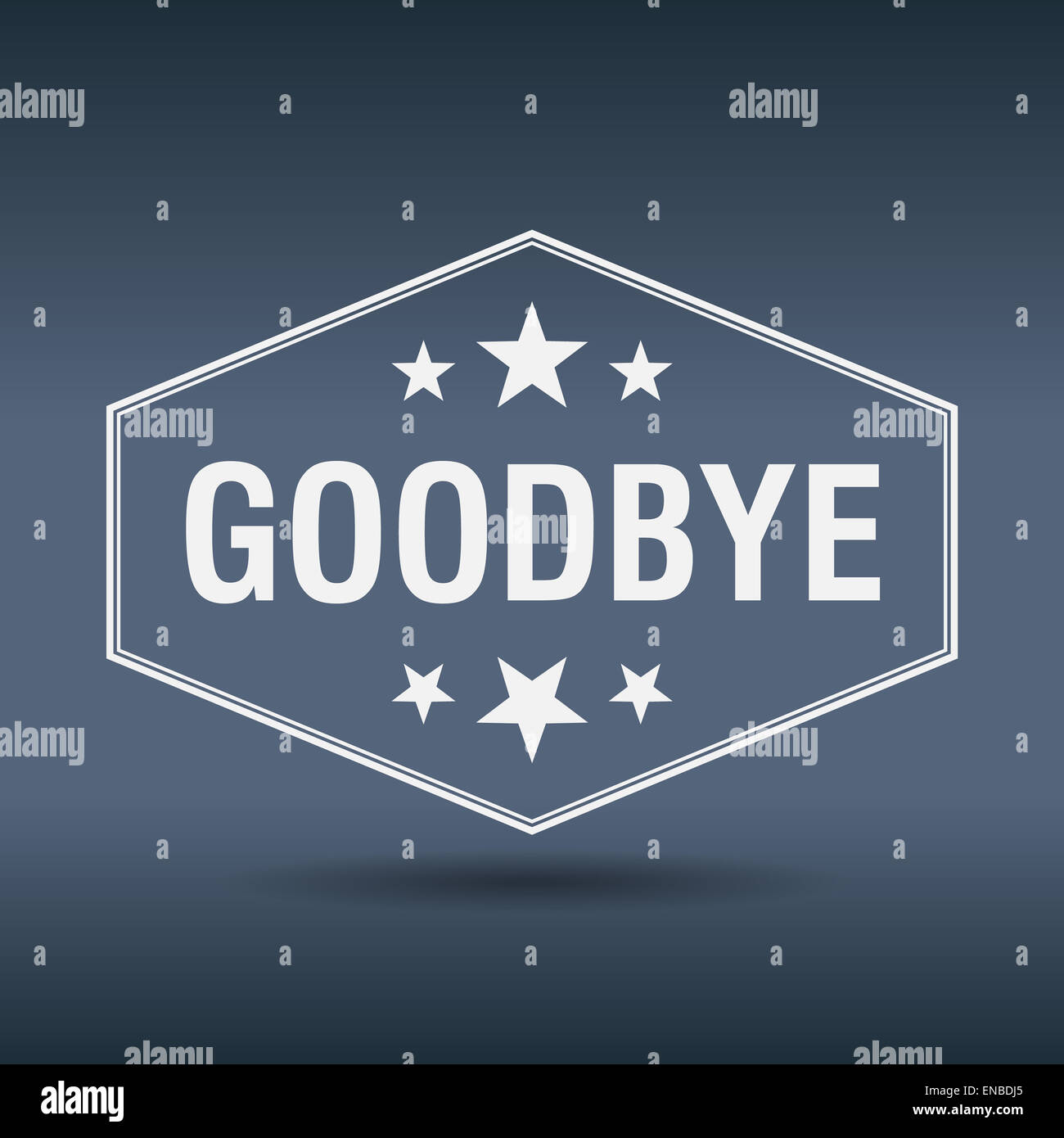 goodbye hexagonal white vintage retro style label Stock Photo - Alamy