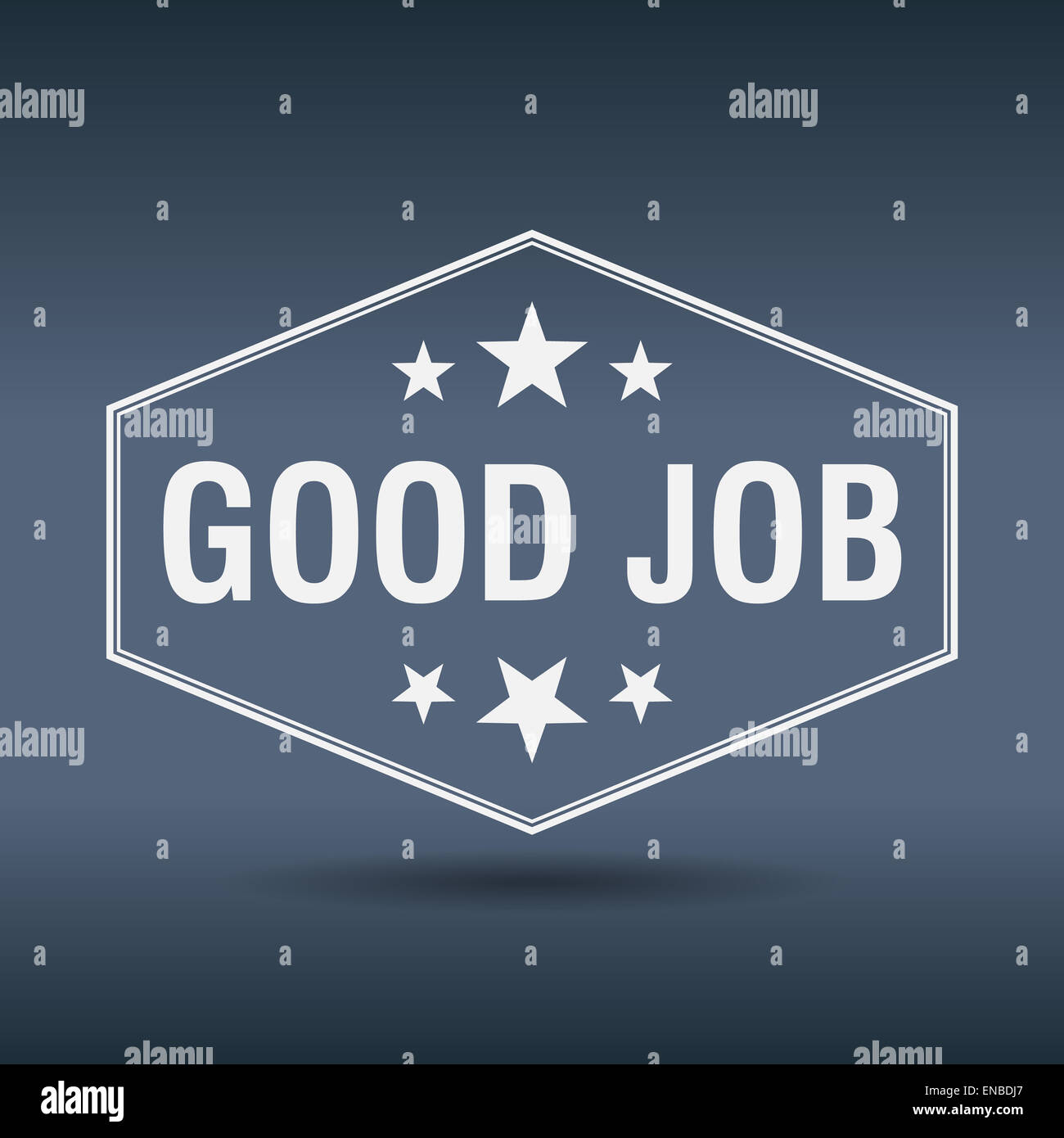 good job hexagonal white vintage retro style label Stock Photo - Alamy