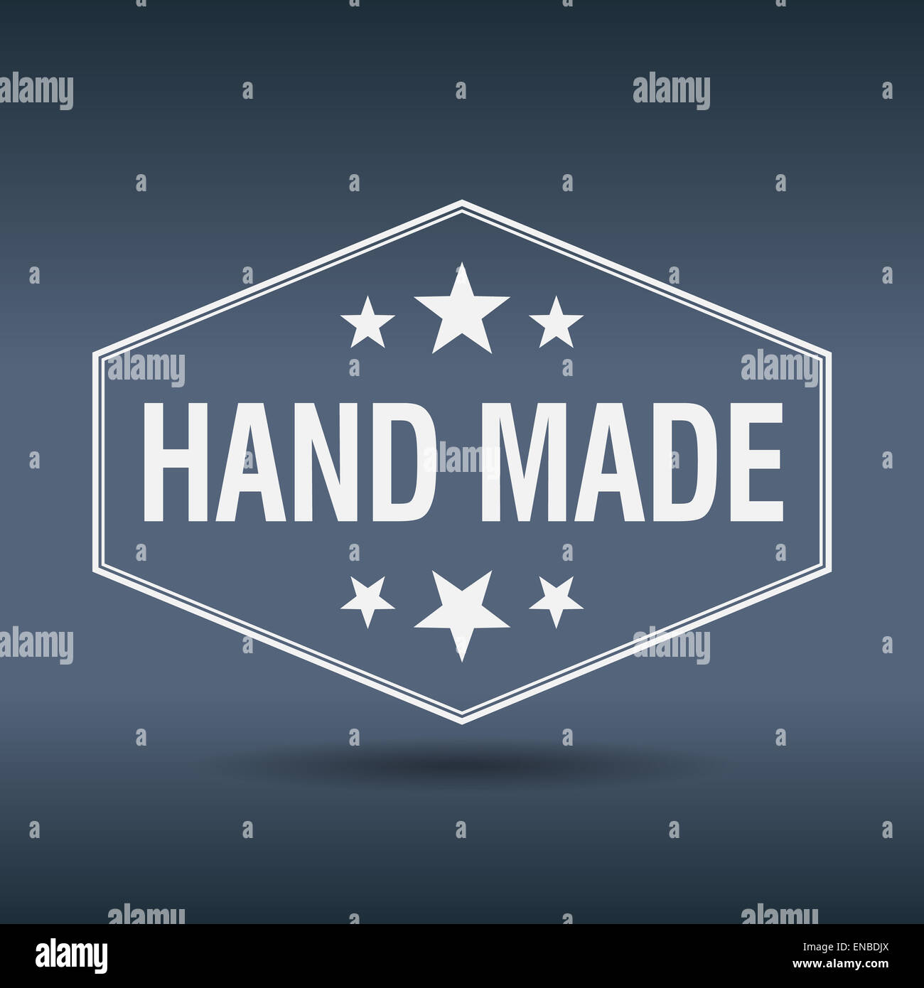 hand made hexagonal white vintage retro style label Stock Photo - Alamy