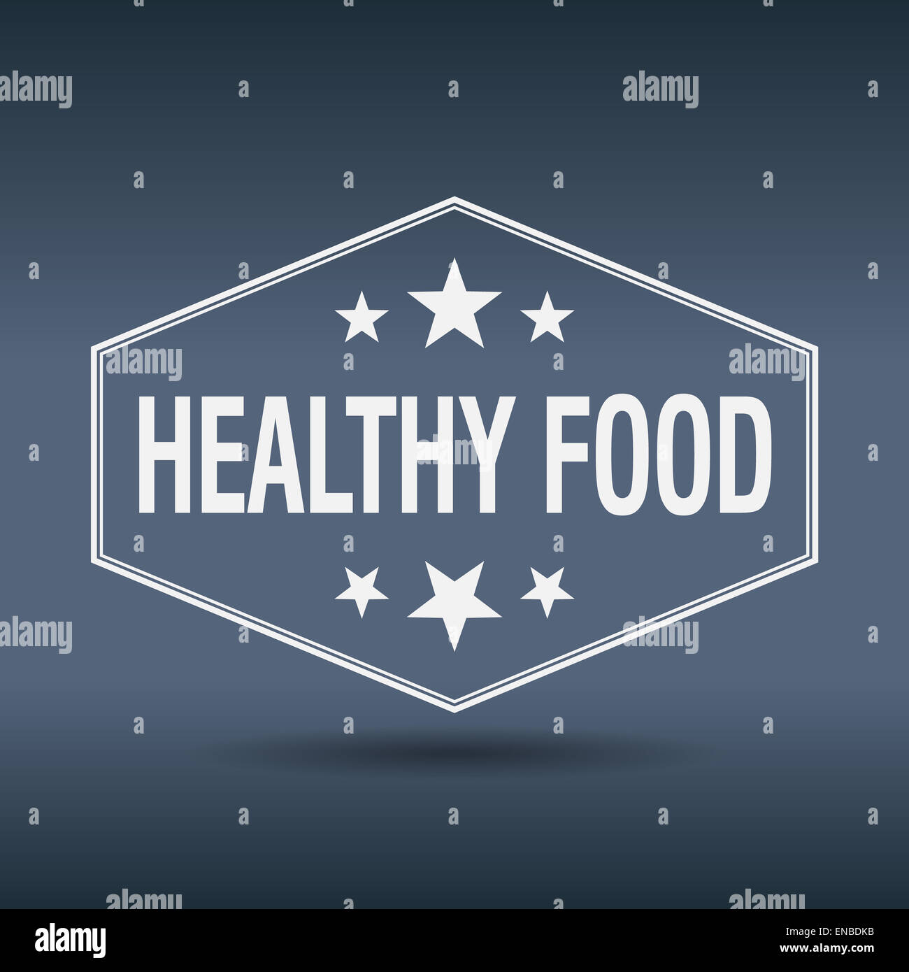 healthy food hexagonal white vintage retro style label Stock Photo - Alamy