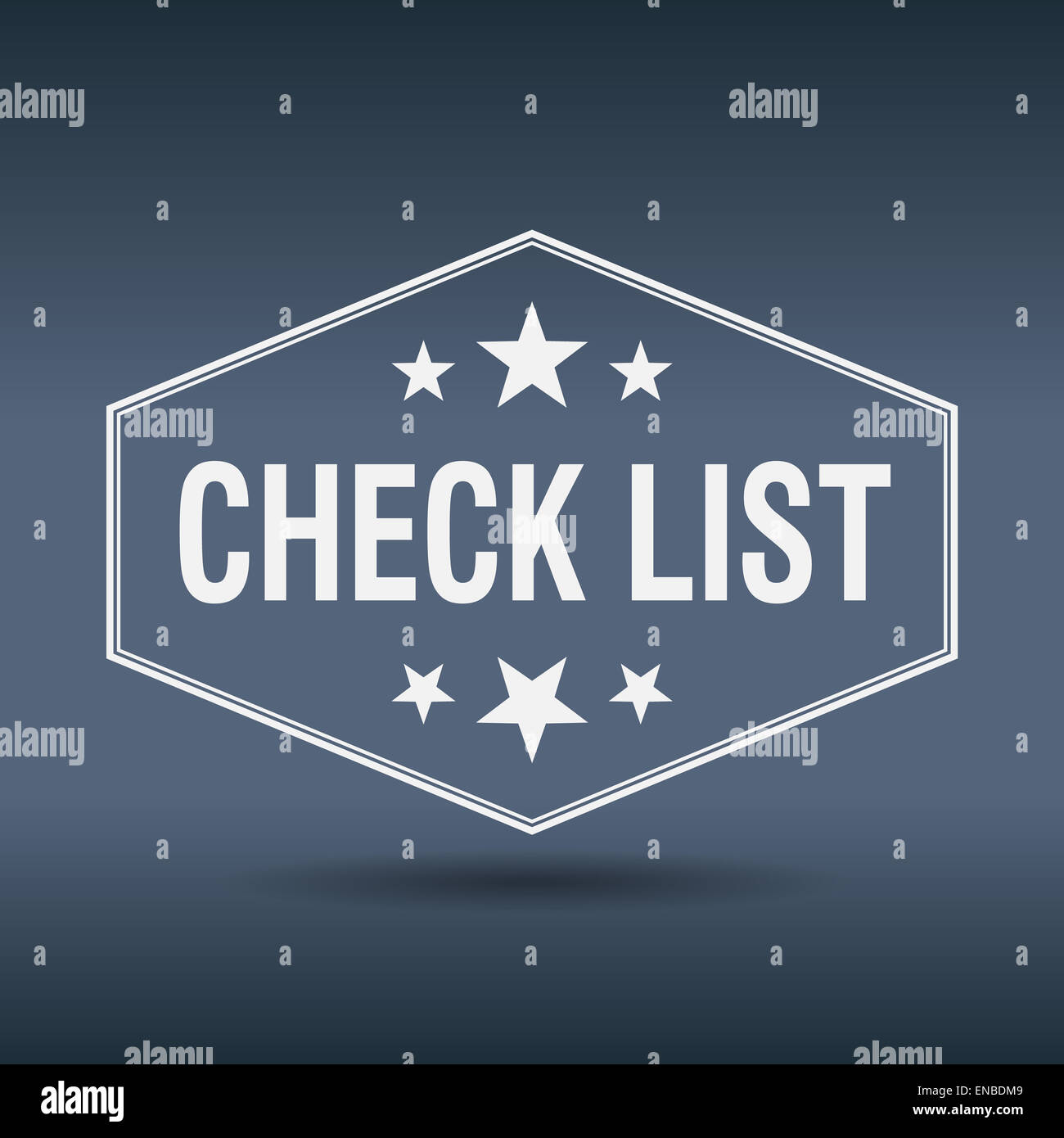 check list hexagonal white vintage retro style label Stock Photo - Alamy