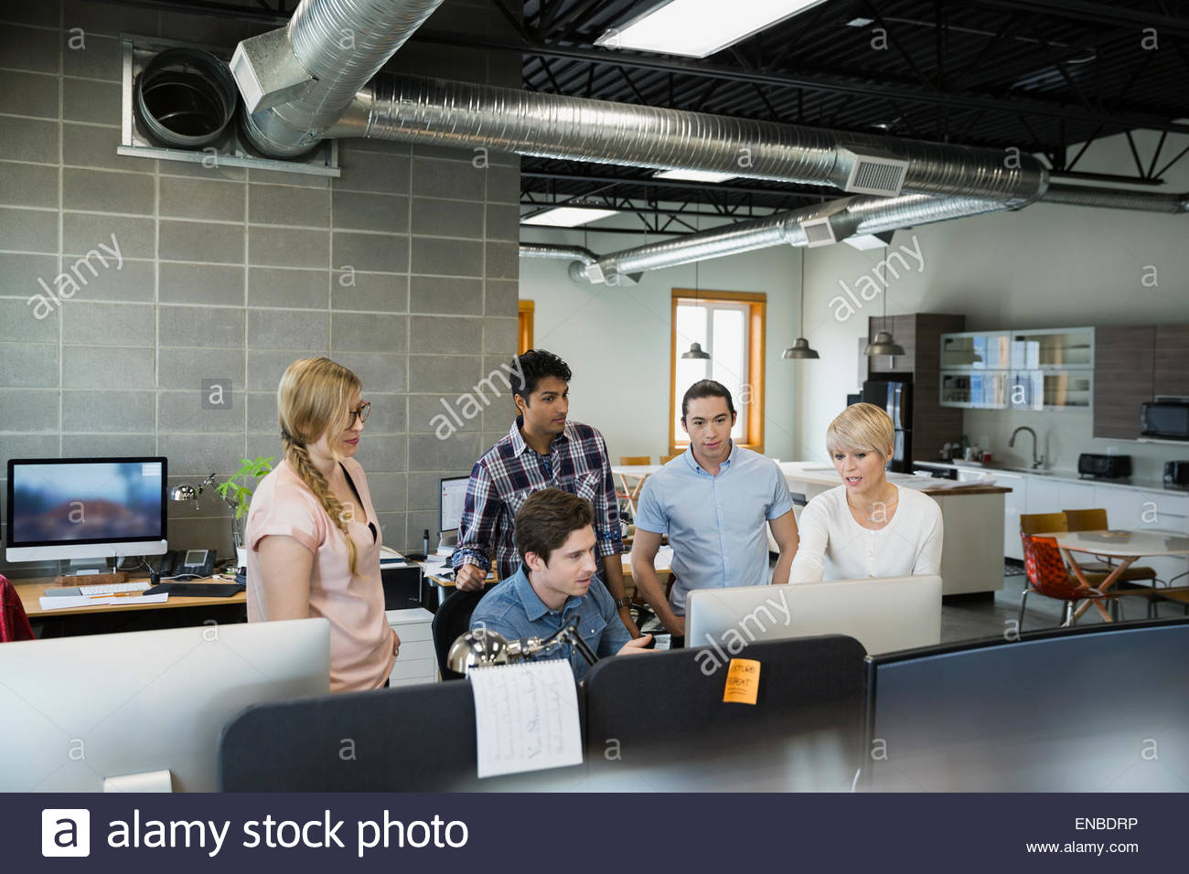 Business people working meeting at computer in office Stock Photo - Alamy