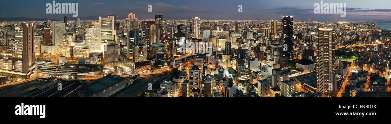Osaka urban city at night panorama rooftop view. Japan Stock Photo - Alamy