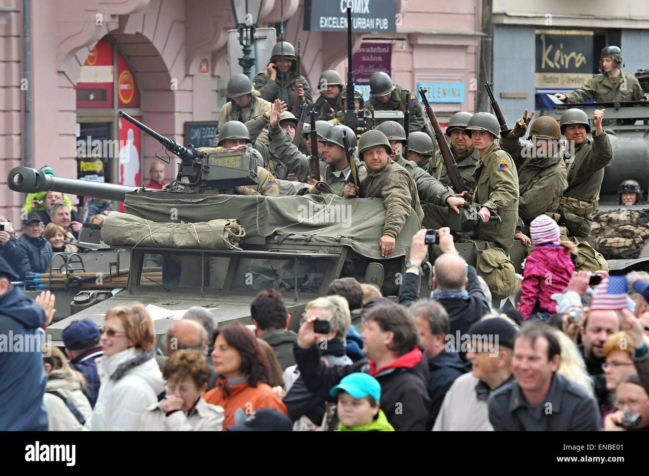 Pilsen, Czech Republic. 1st May, 2015. World War II re-enactors dressed ...