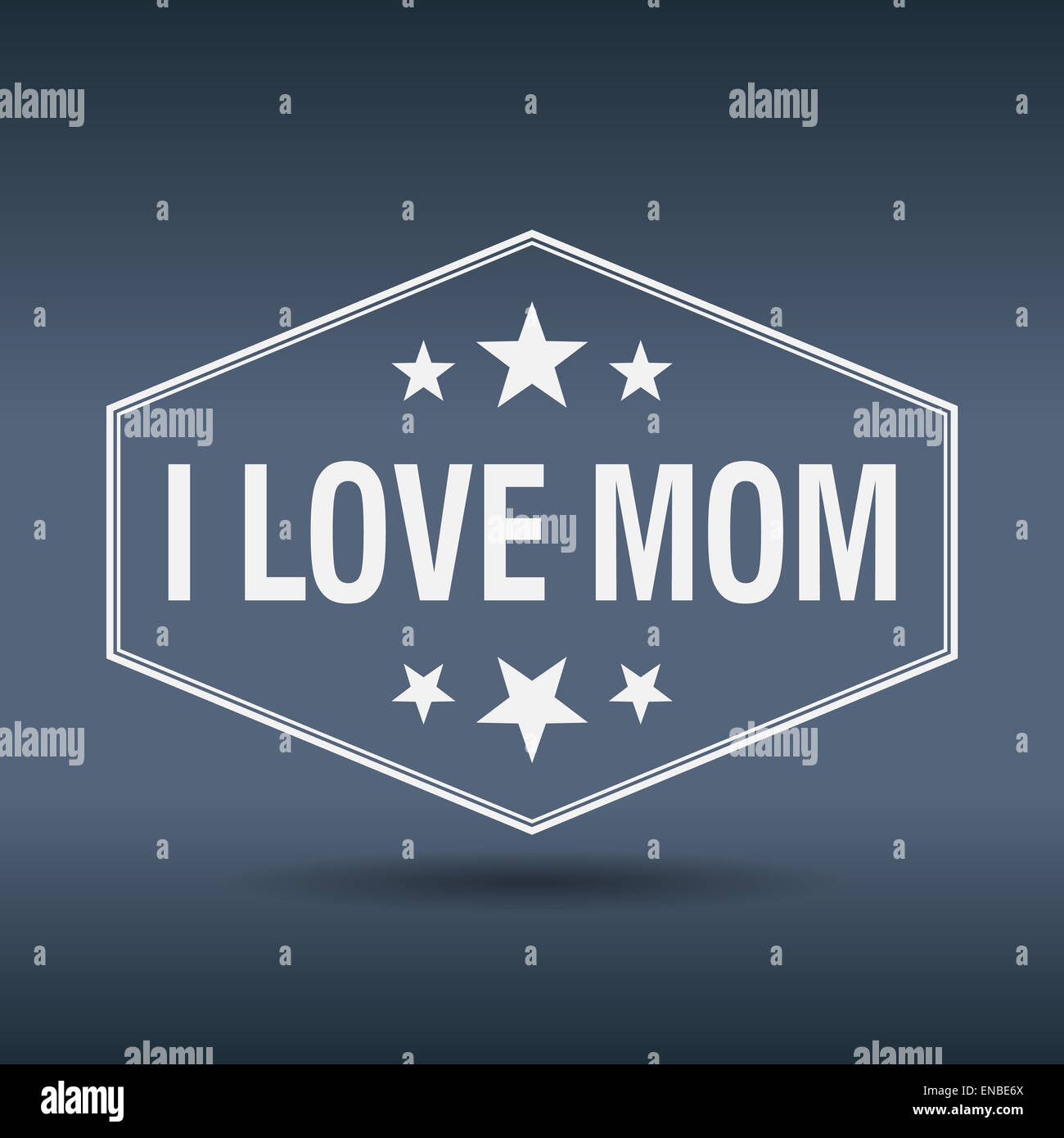 i love mom hexagonal white vintage retro style label Stock Photo - Alamy