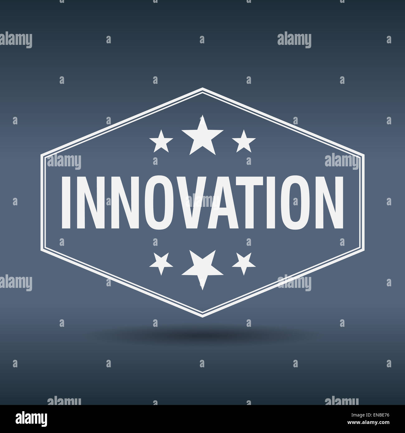 innovation hexagonal white vintage retro style label Stock Photo - Alamy
