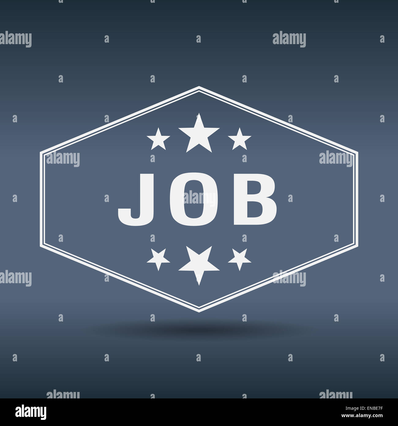 job hexagonal white vintage retro style label Stock Photo - Alamy
