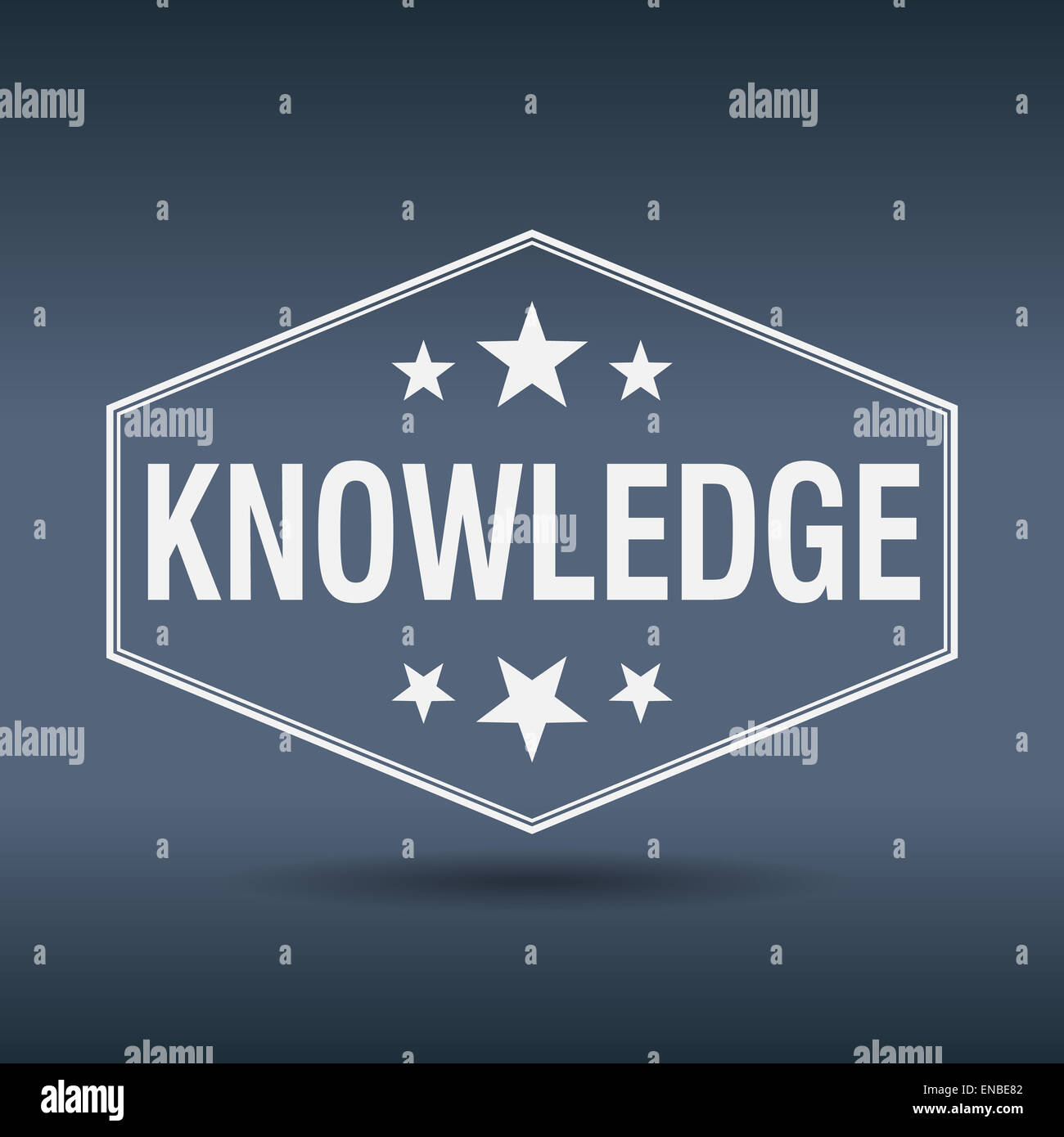 knowledge hexagonal white vintage retro style label Stock Photo - Alamy