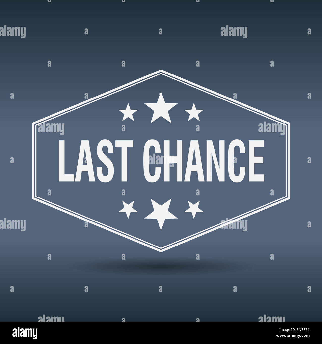 last chance hexagonal white vintage retro style label Stock Photo - Alamy