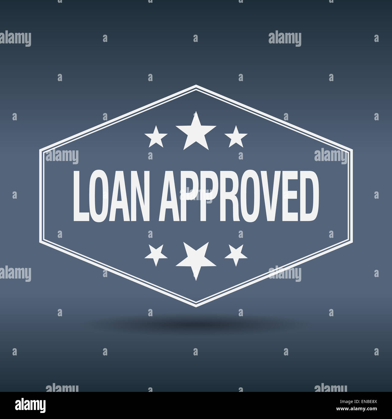 loan approved hexagonal white vintage retro style label Stock Photo - Alamy