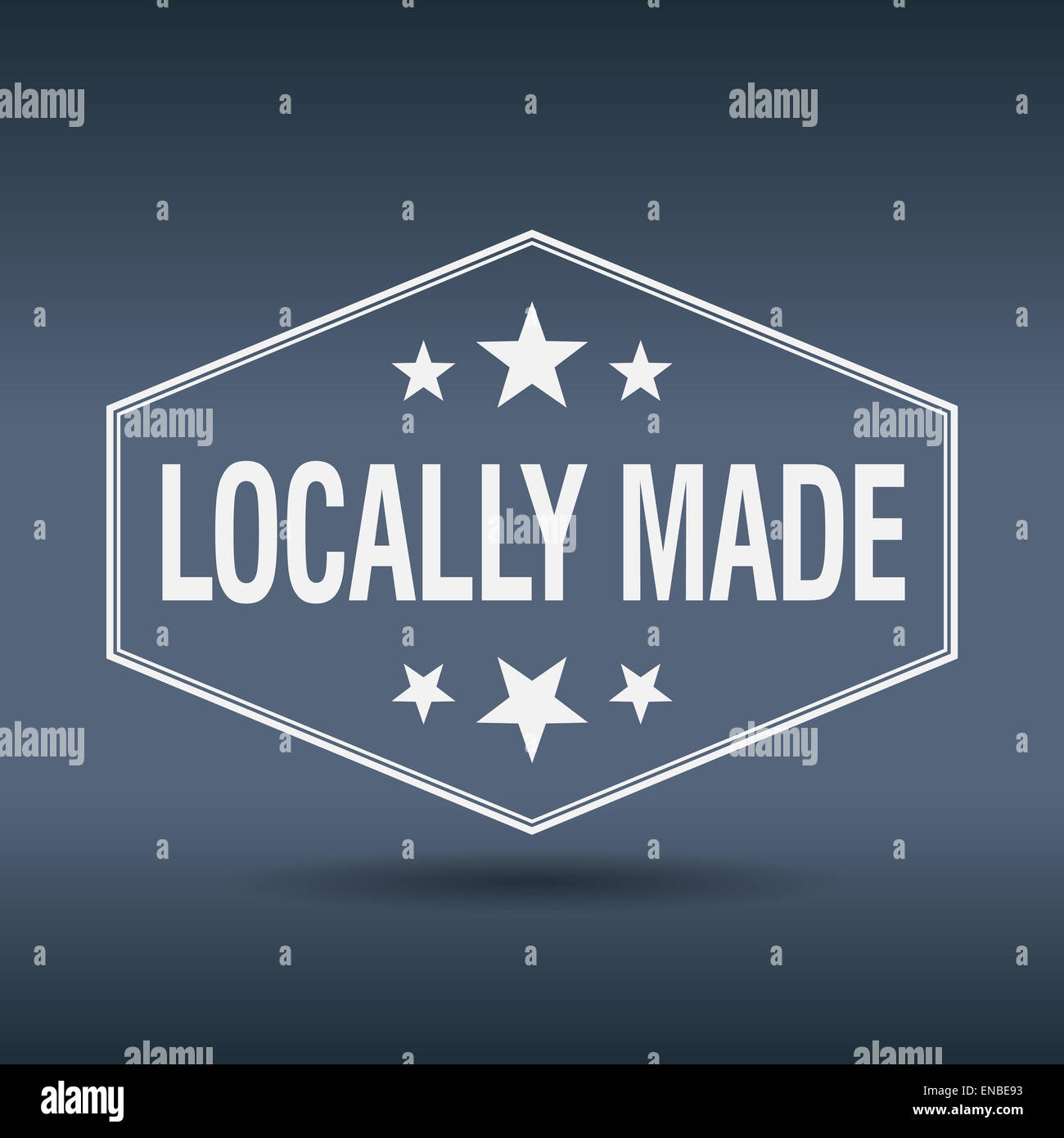 locally made hexagonal white vintage retro style label Stock Photo - Alamy