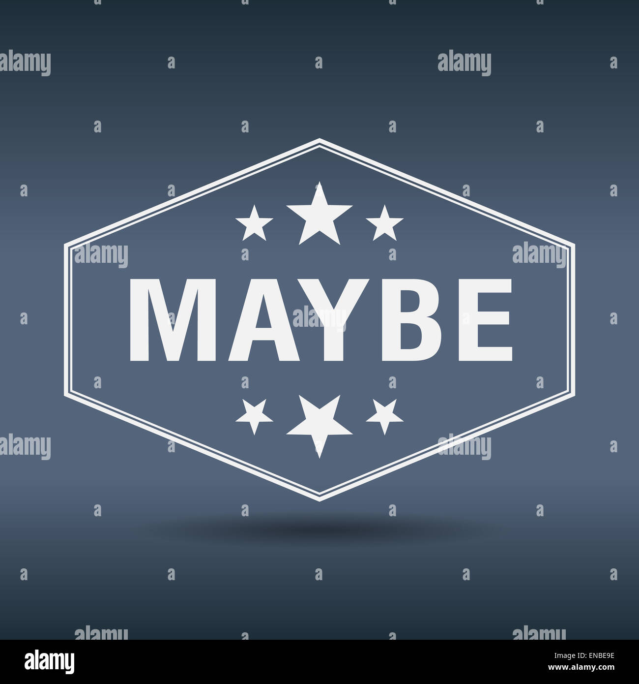 maybe hexagonal white vintage retro style label Stock Photo - Alamy