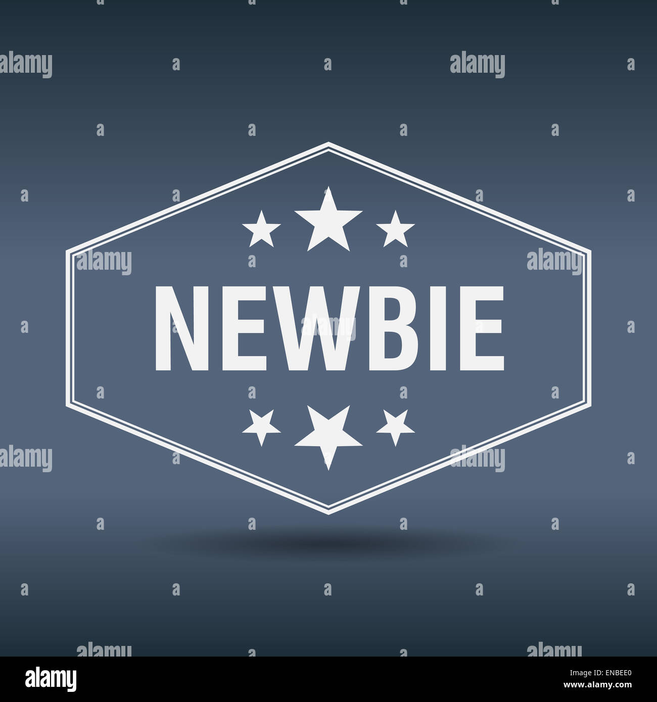 newbie hexagonal white vintage retro style label Stock Photo - Alamy