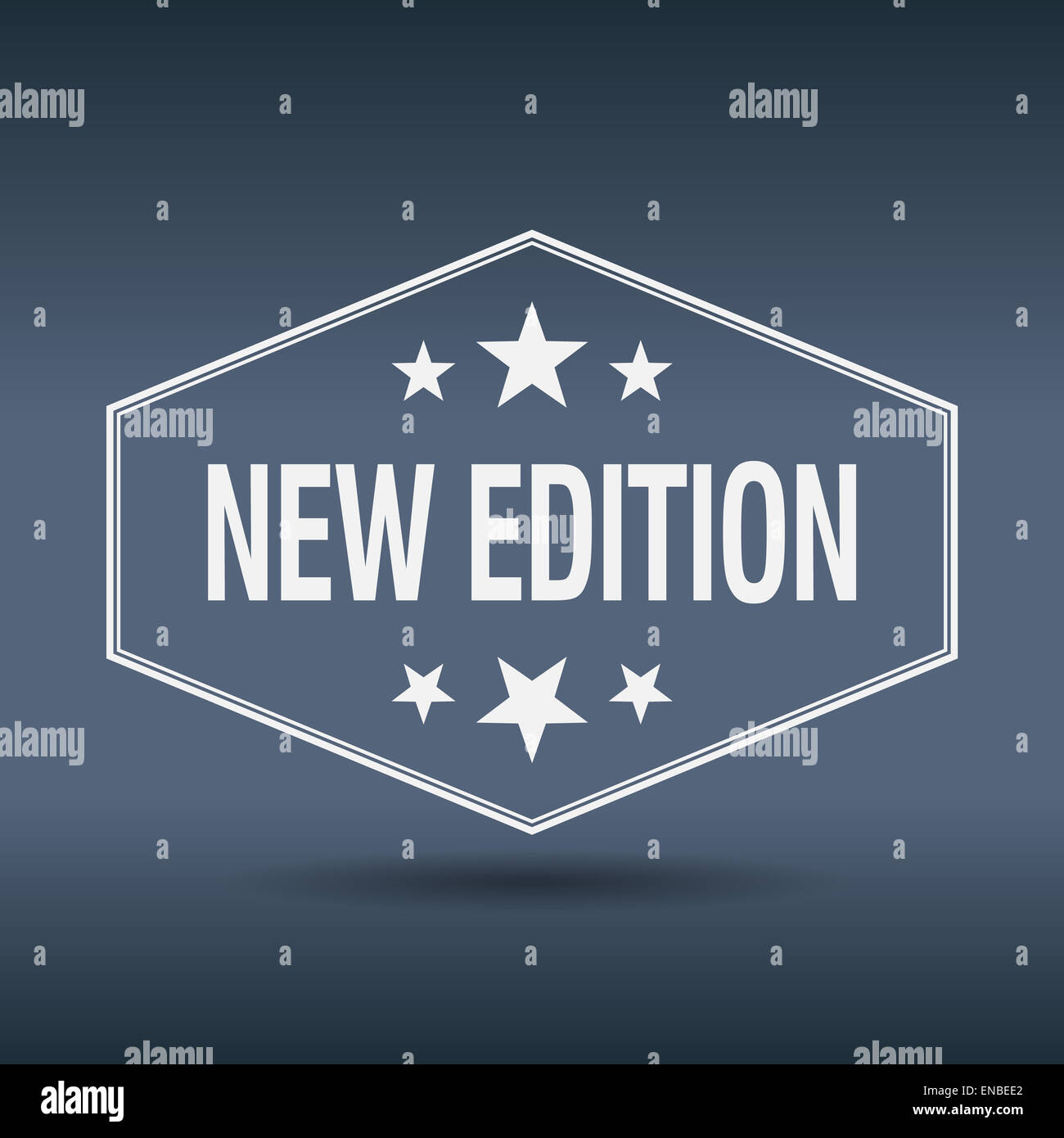 new edition hexagonal white vintage retro style label Stock Photo - Alamy