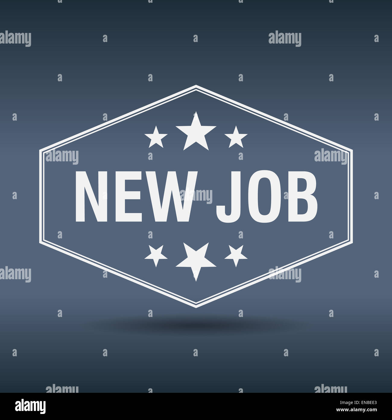 new job hexagonal white vintage retro style label Stock Photo - Alamy