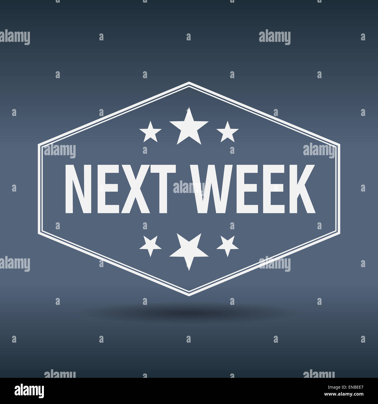 next week hexagonal white vintage retro style label Stock Photo - Alamy