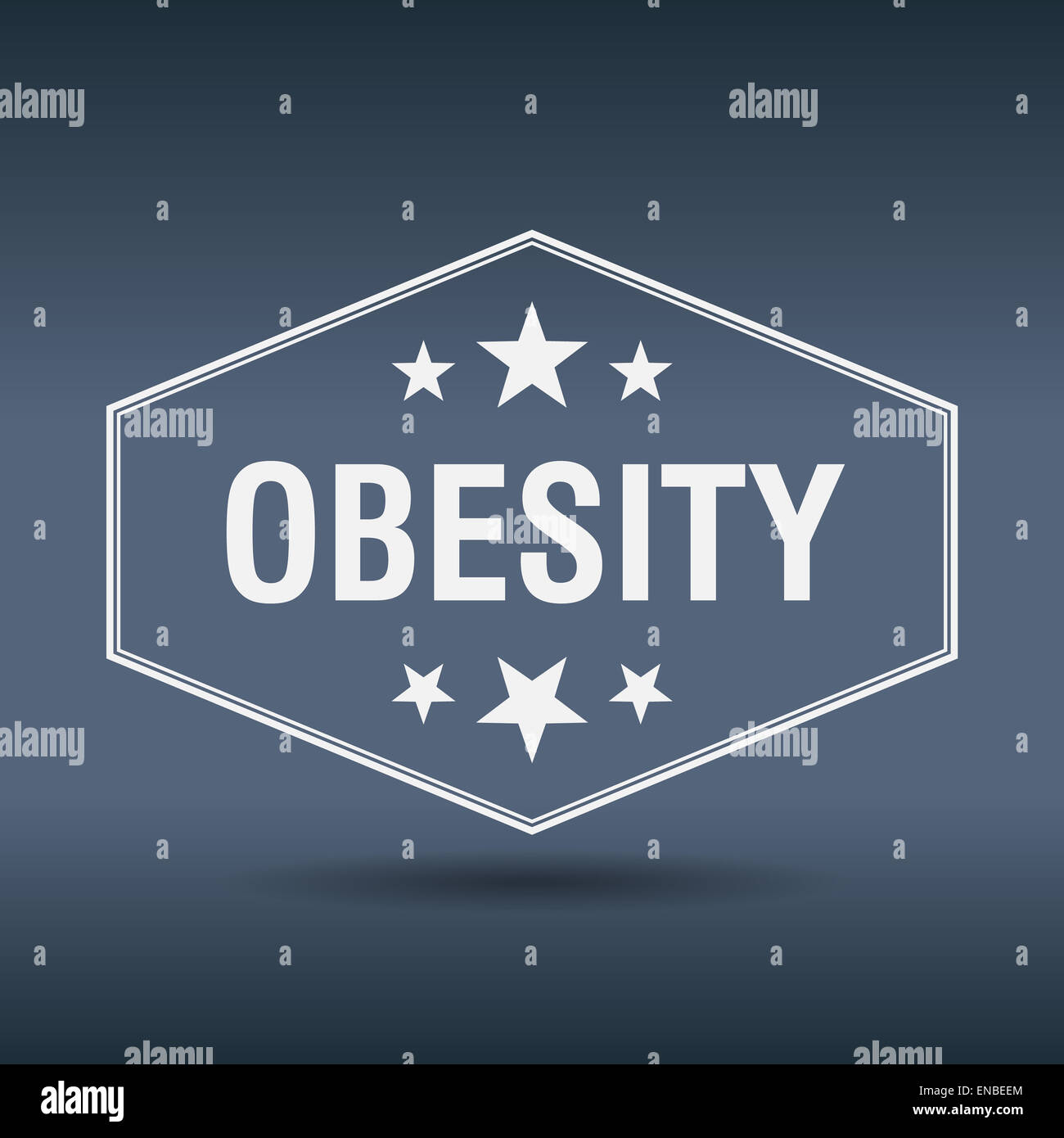 obesity hexagonal white vintage retro style label Stock Photo - Alamy