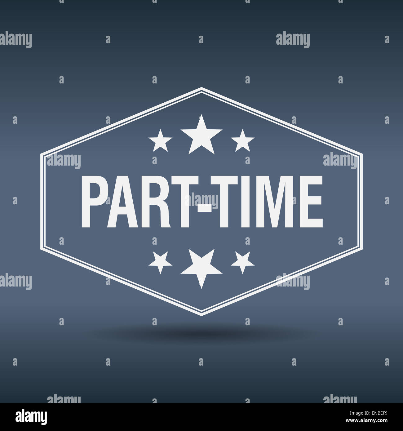 part-time hexagonal white vintage retro style label Stock Photo - Alamy