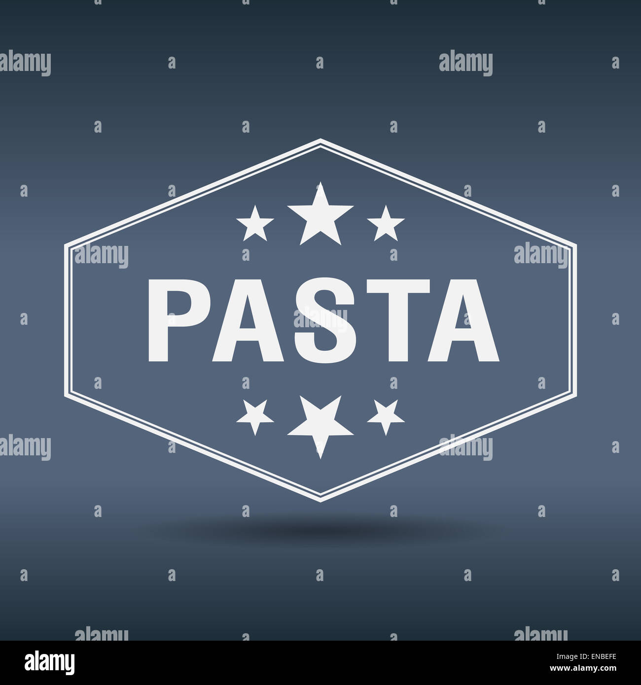 pasta hexagonal white vintage retro style label Stock Photo - Alamy