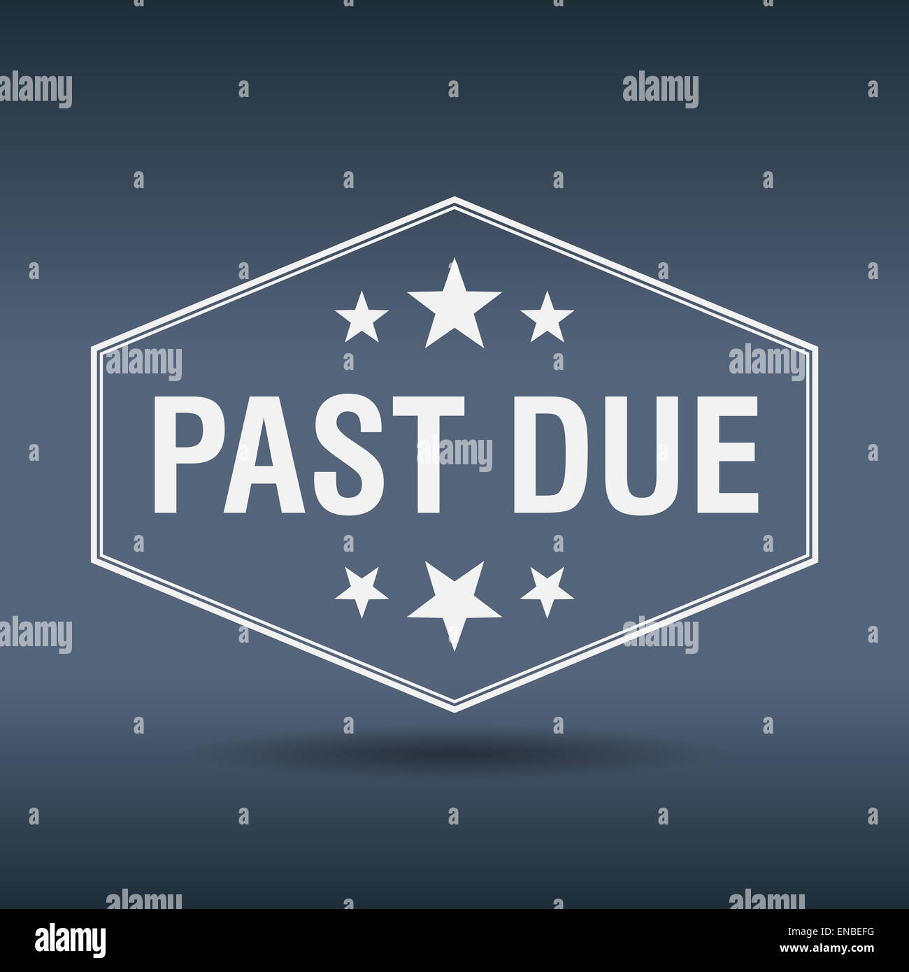 past due hexagonal white vintage retro style label Stock Photo - Alamy