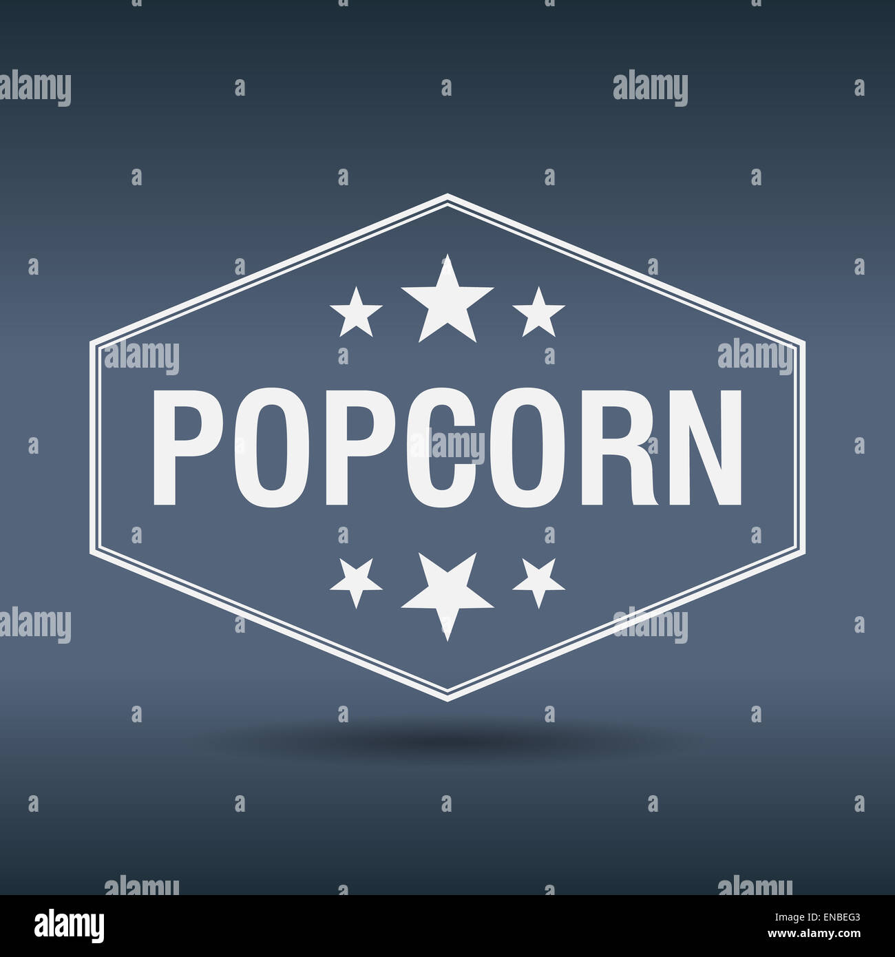 popcorn hexagonal white vintage retro style label Stock Photo - Alamy
