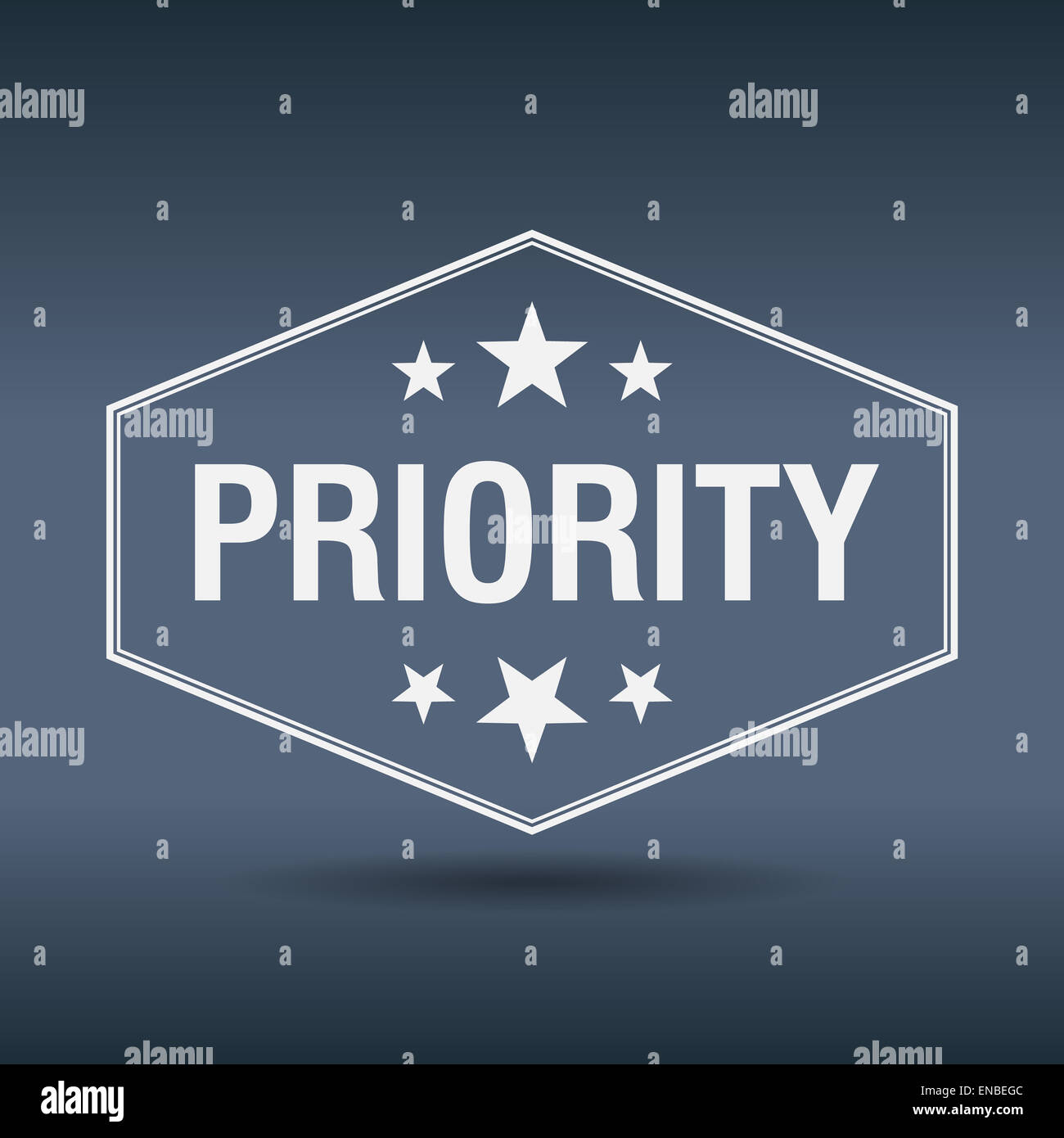priority hexagonal white vintage retro style label Stock Photo - Alamy