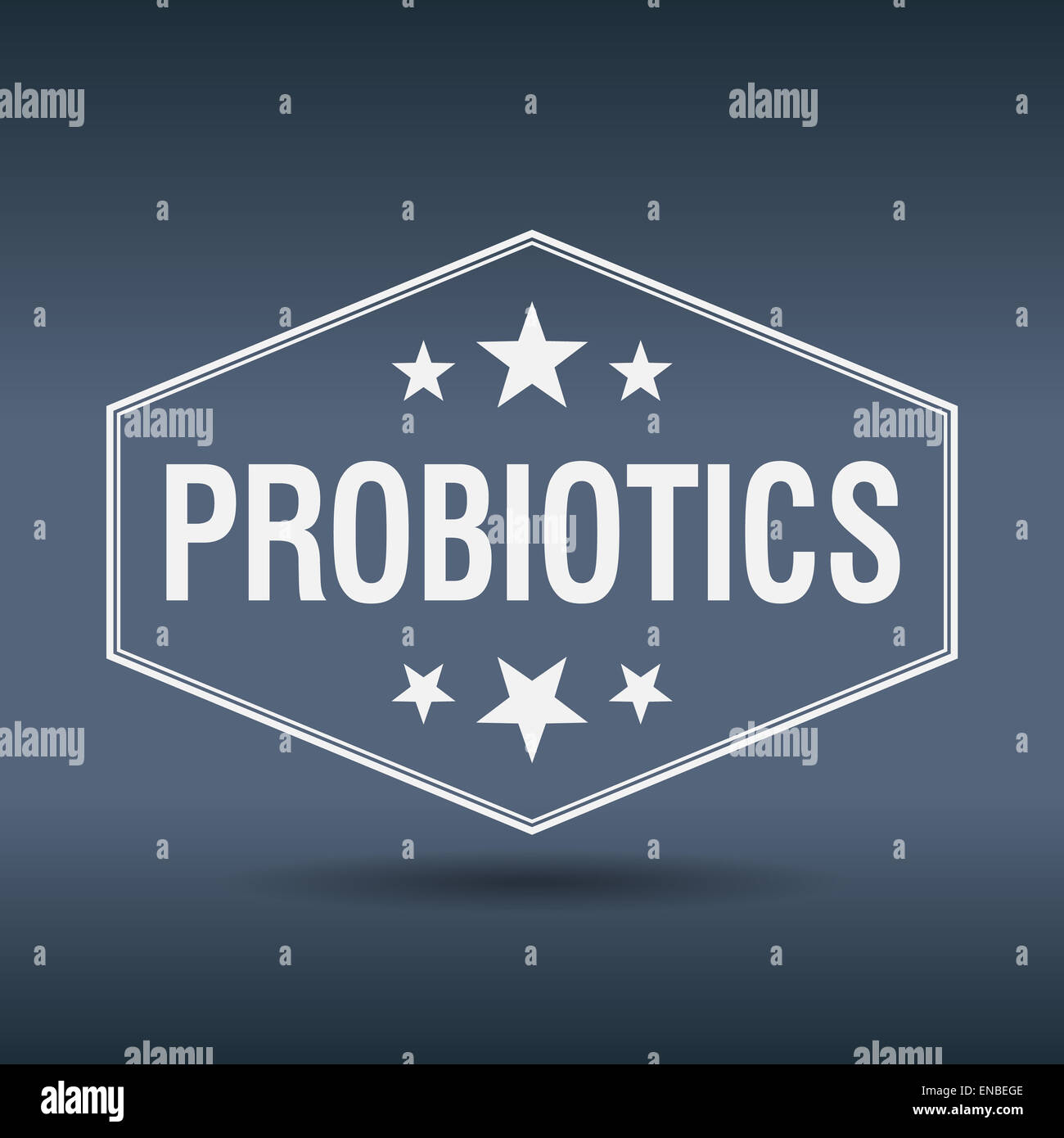 probiotics hexagonal white vintage retro style label Stock Photo - Alamy