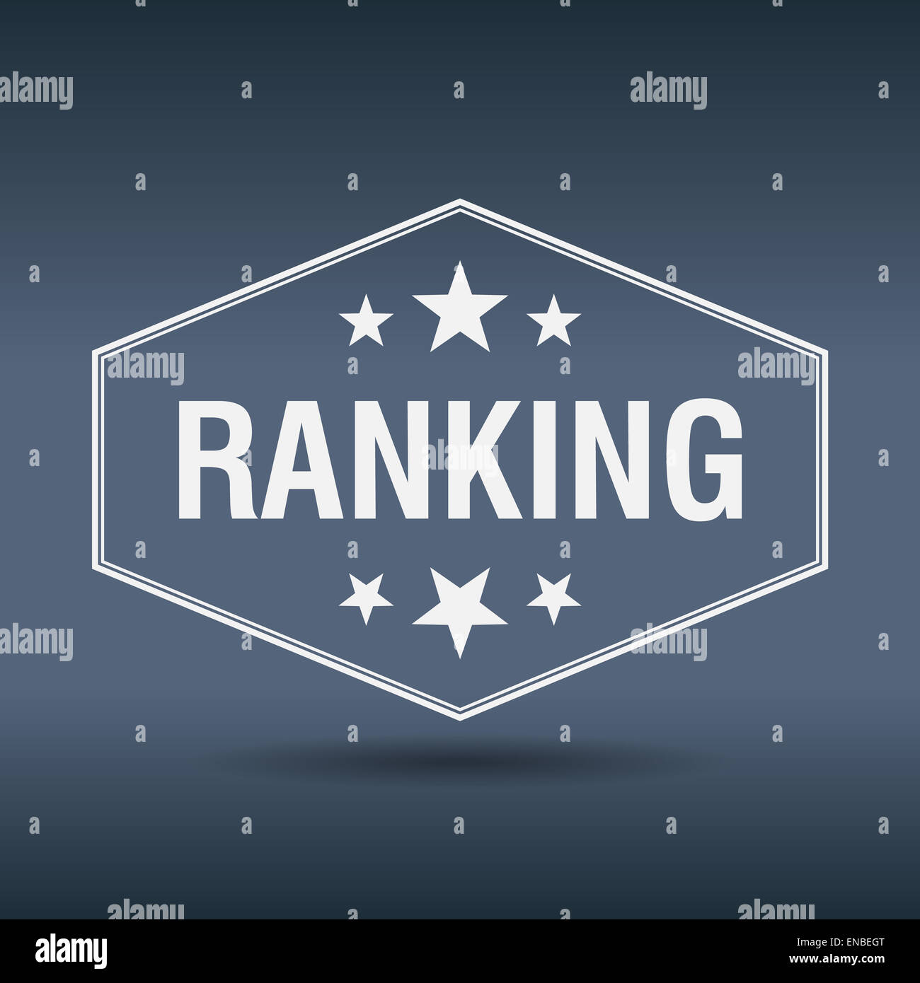 ranking hexagonal white vintage retro style label Stock Photo - Alamy