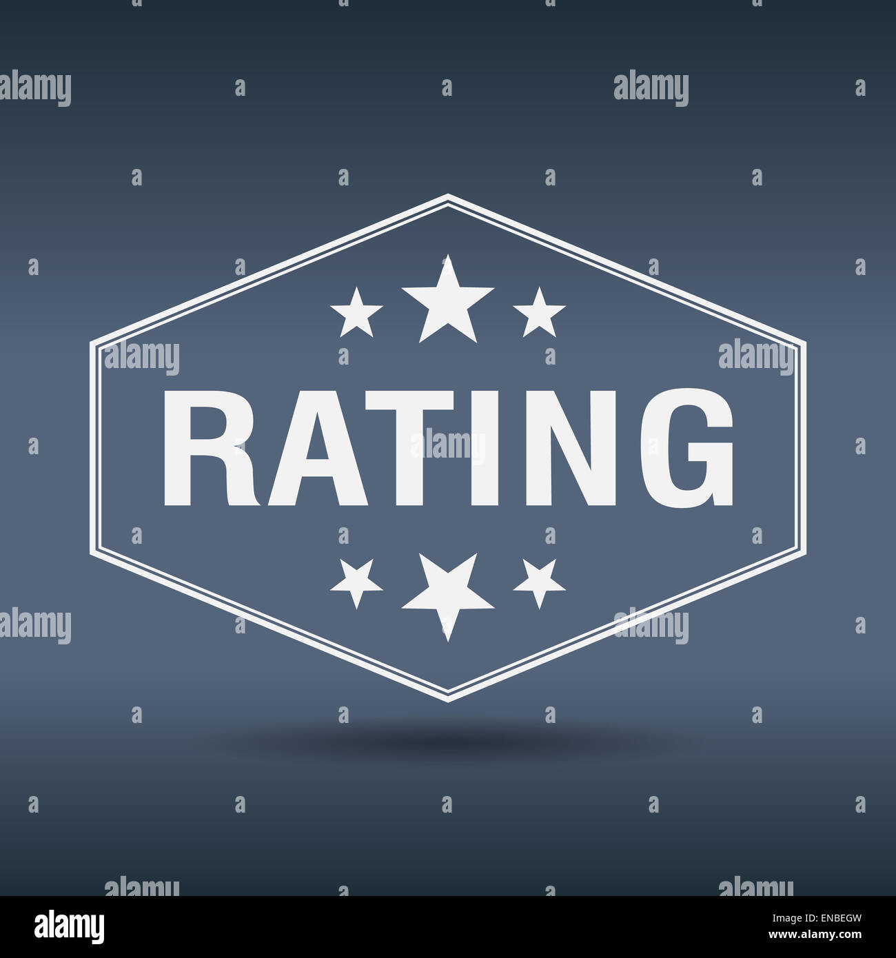 rating hexagonal white vintage retro style label Stock Photo - Alamy