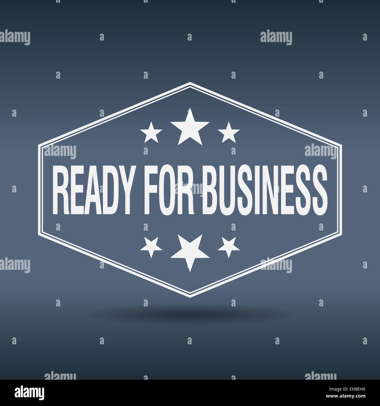 ready for business hexagonal white vintage retro style label Stock ...