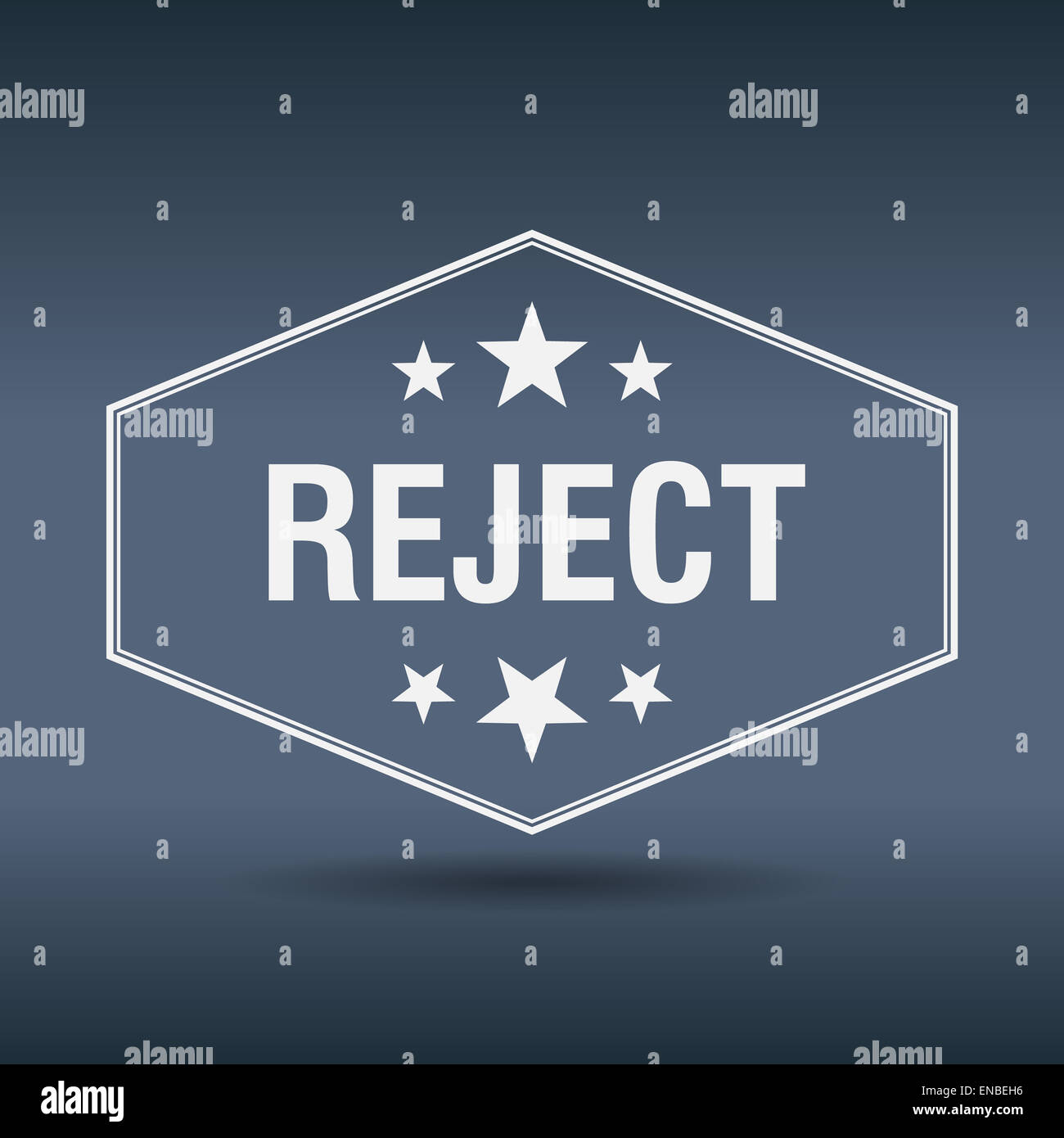reject hexagonal white vintage retro style label Stock Photo - Alamy