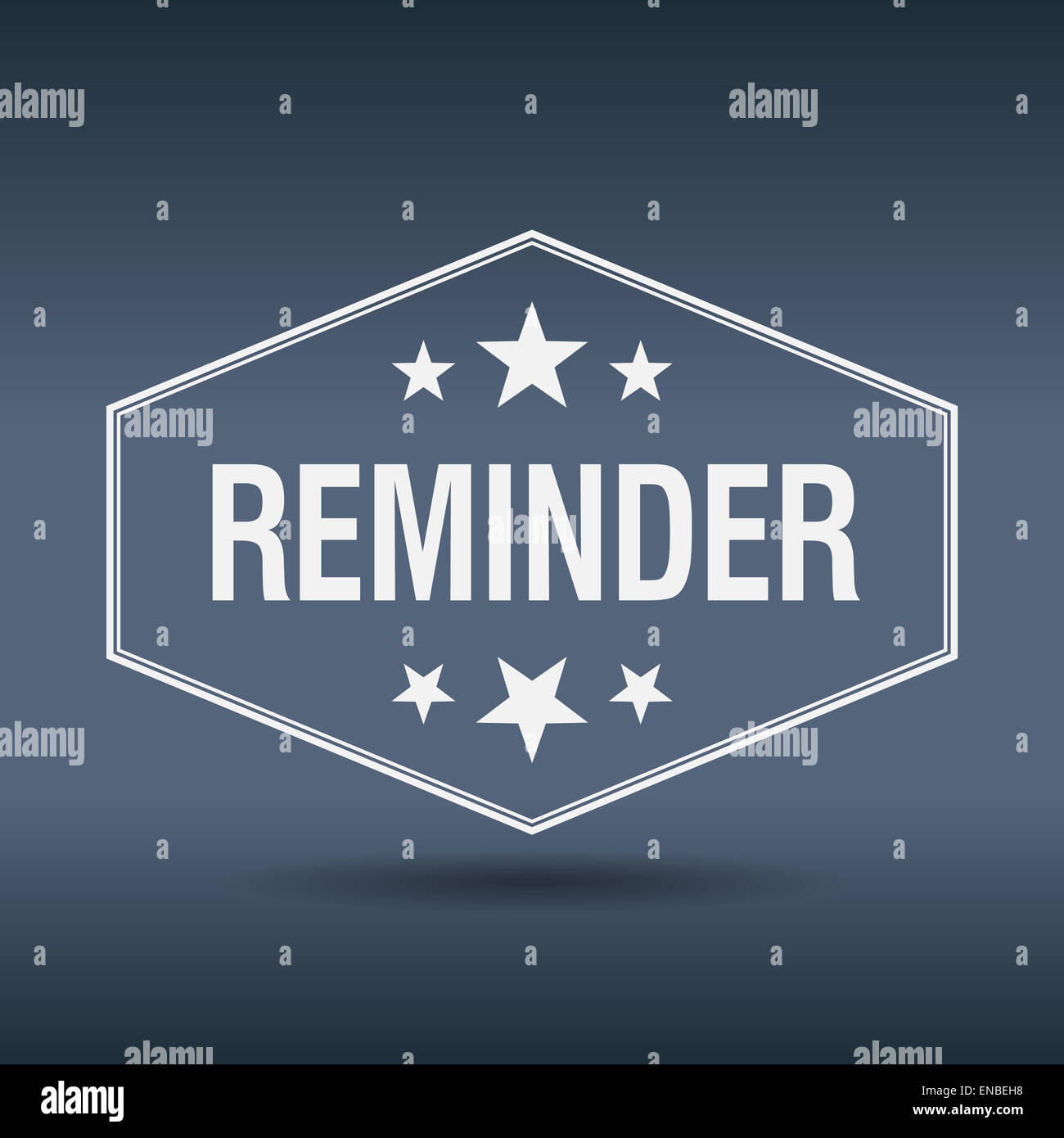 reminder hexagonal white vintage retro style label Stock Photo - Alamy