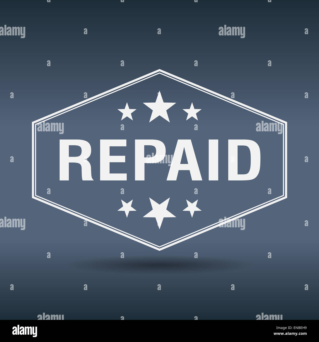 repaid hexagonal white vintage retro style label Stock Photo - Alamy