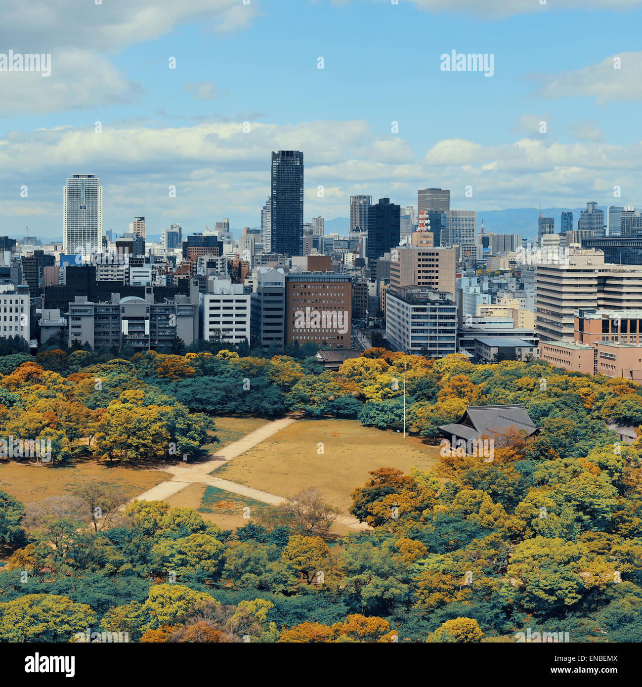 Osaka urban city park rooftop view. Japan Stock Photo - Alamy