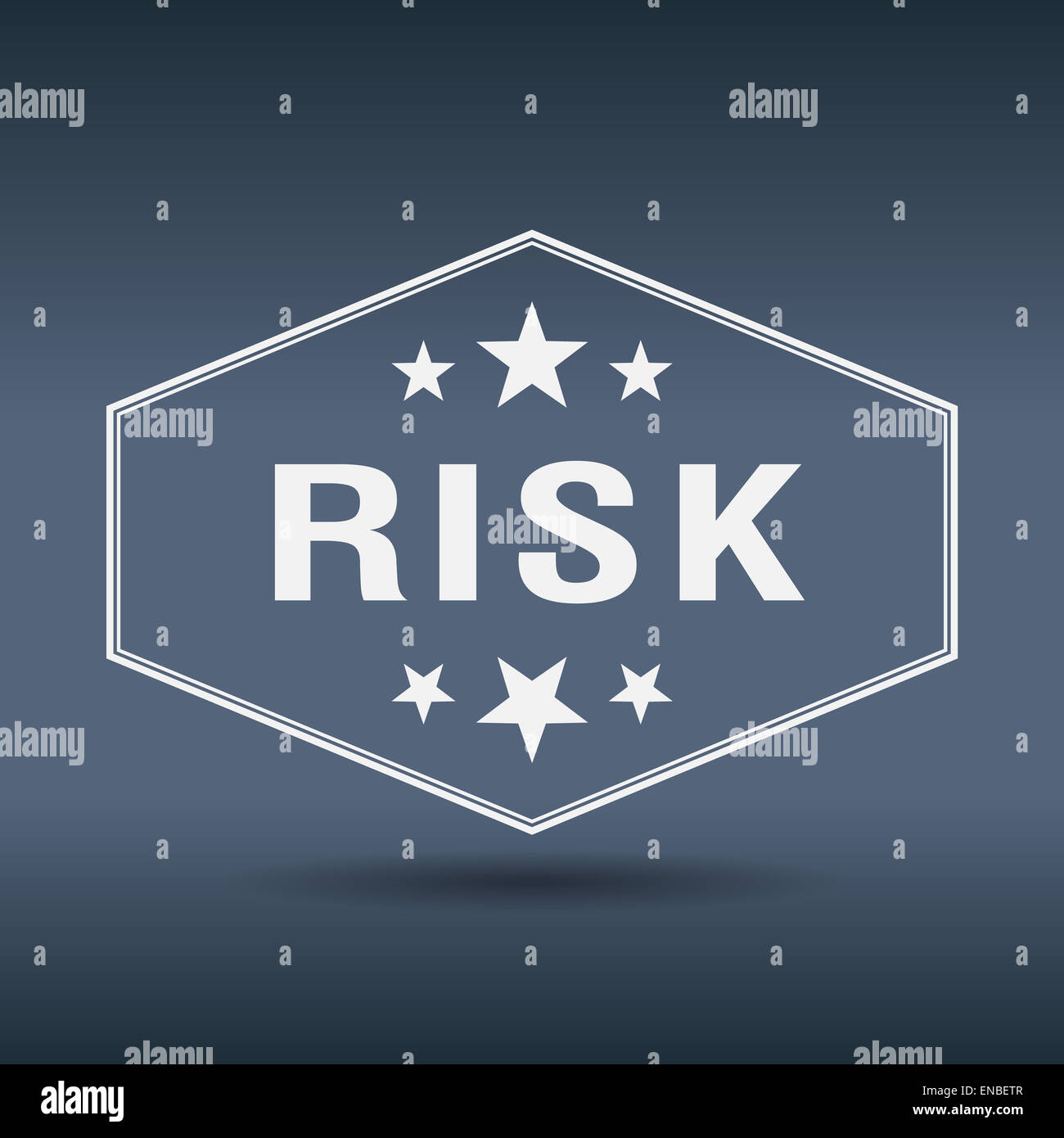 risk hexagonal white vintage retro style label Stock Photo - Alamy