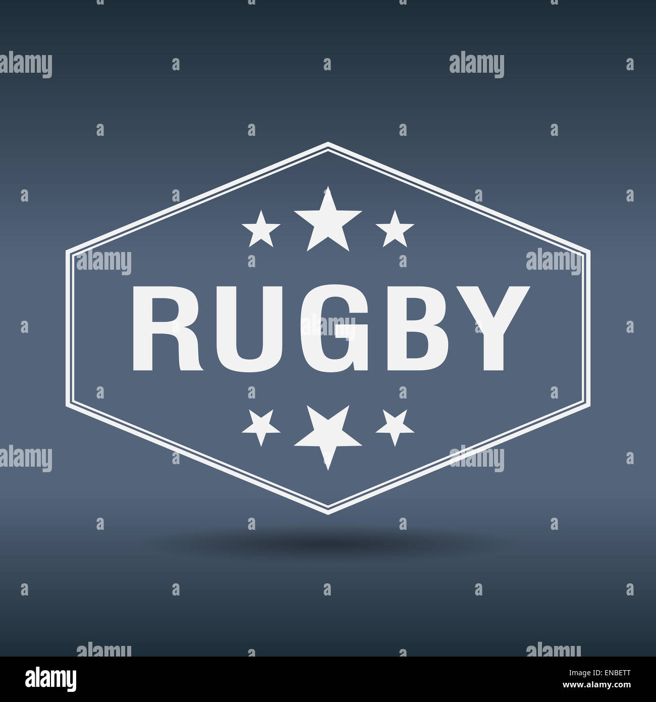 rugby hexagonal white vintage retro style label Stock Photo - Alamy