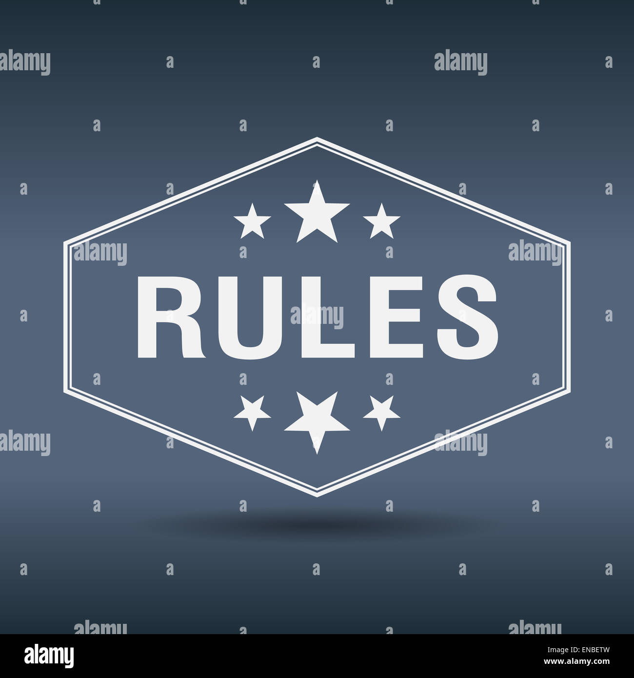 rules hexagonal white vintage retro style label Stock Photo - Alamy