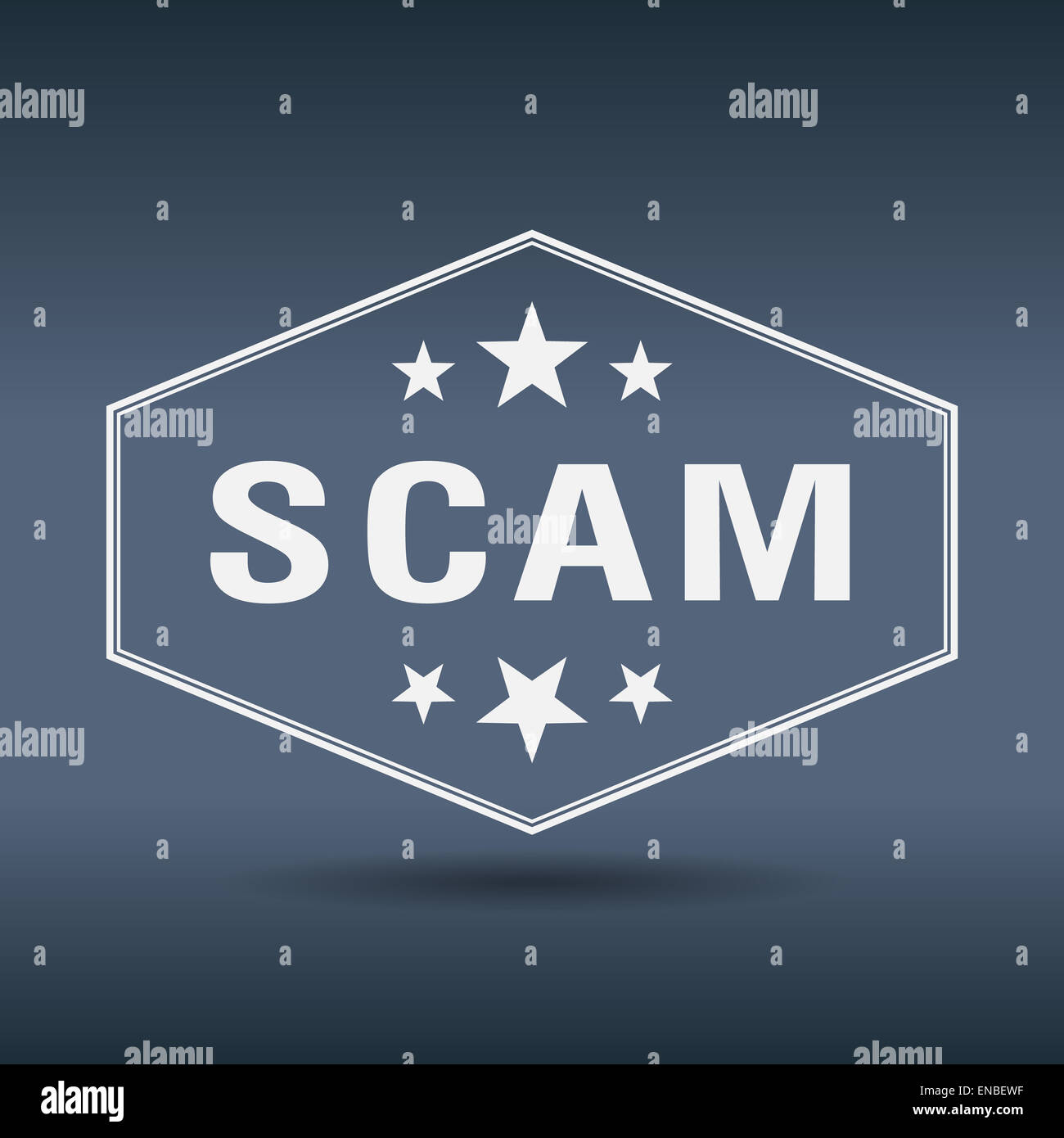 scam hexagonal white vintage retro style label Stock Photo - Alamy