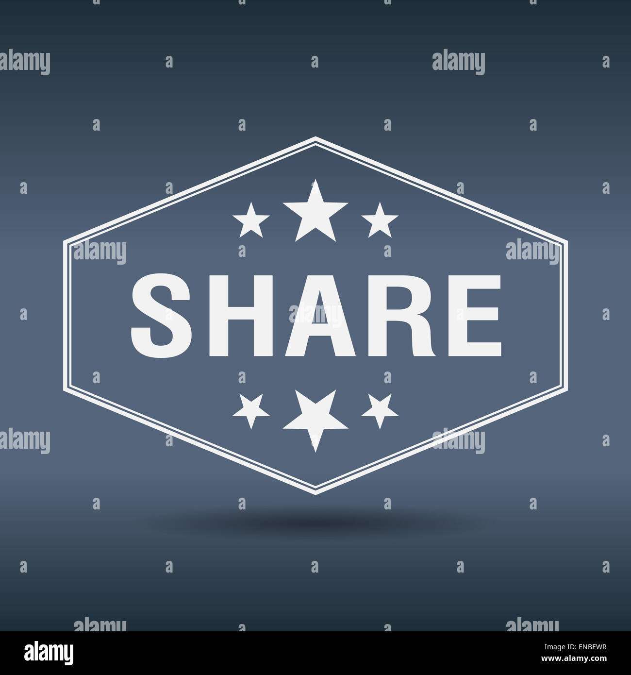share hexagonal white vintage retro style label Stock Photo - Alamy