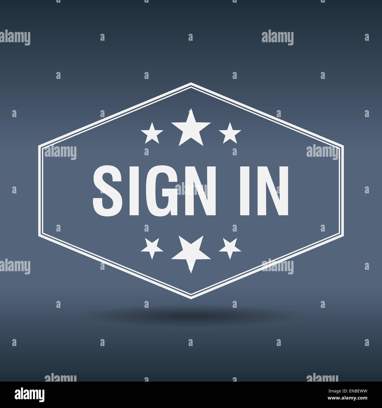 sign in hexagonal white vintage retro style label Stock Photo - Alamy
