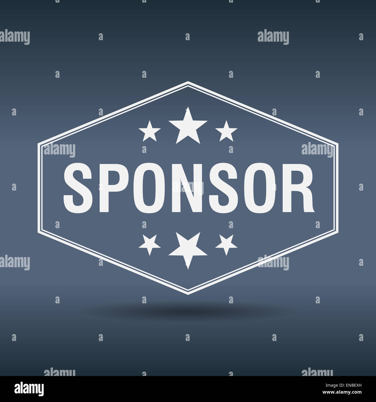 sponsor hexagonal white vintage retro style label Stock Photo - Alamy