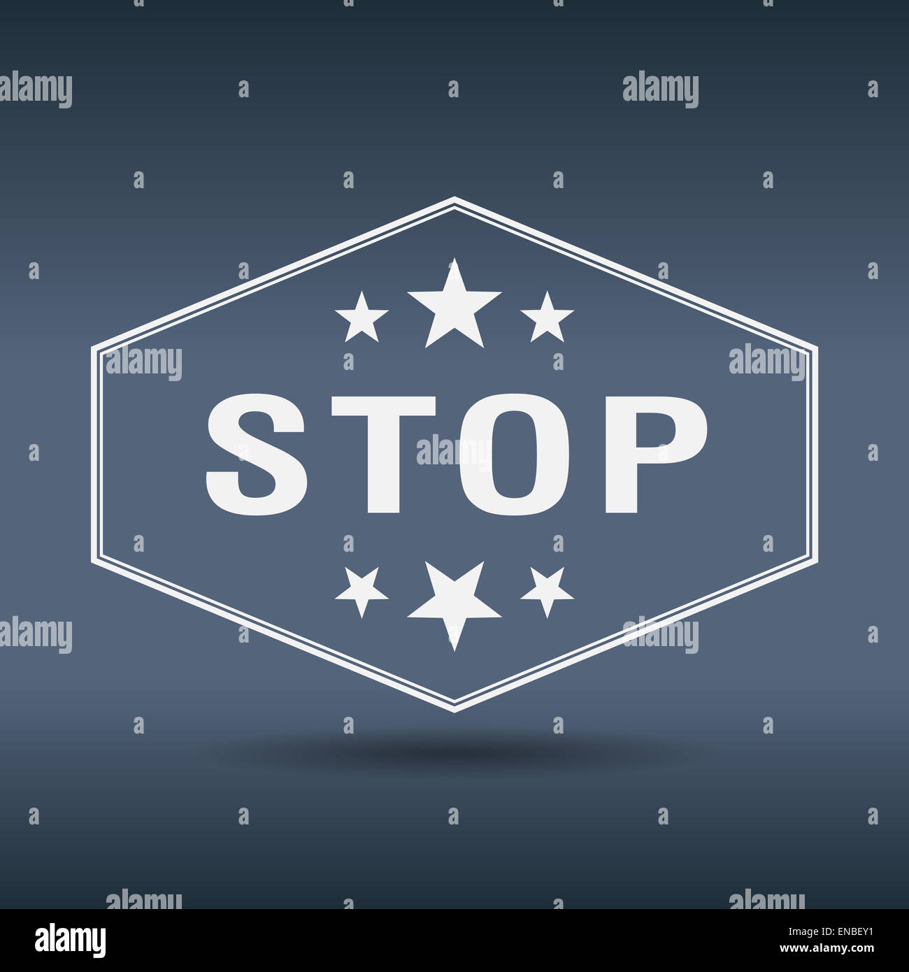 stop hexagonal white vintage retro style label Stock Photo - Alamy
