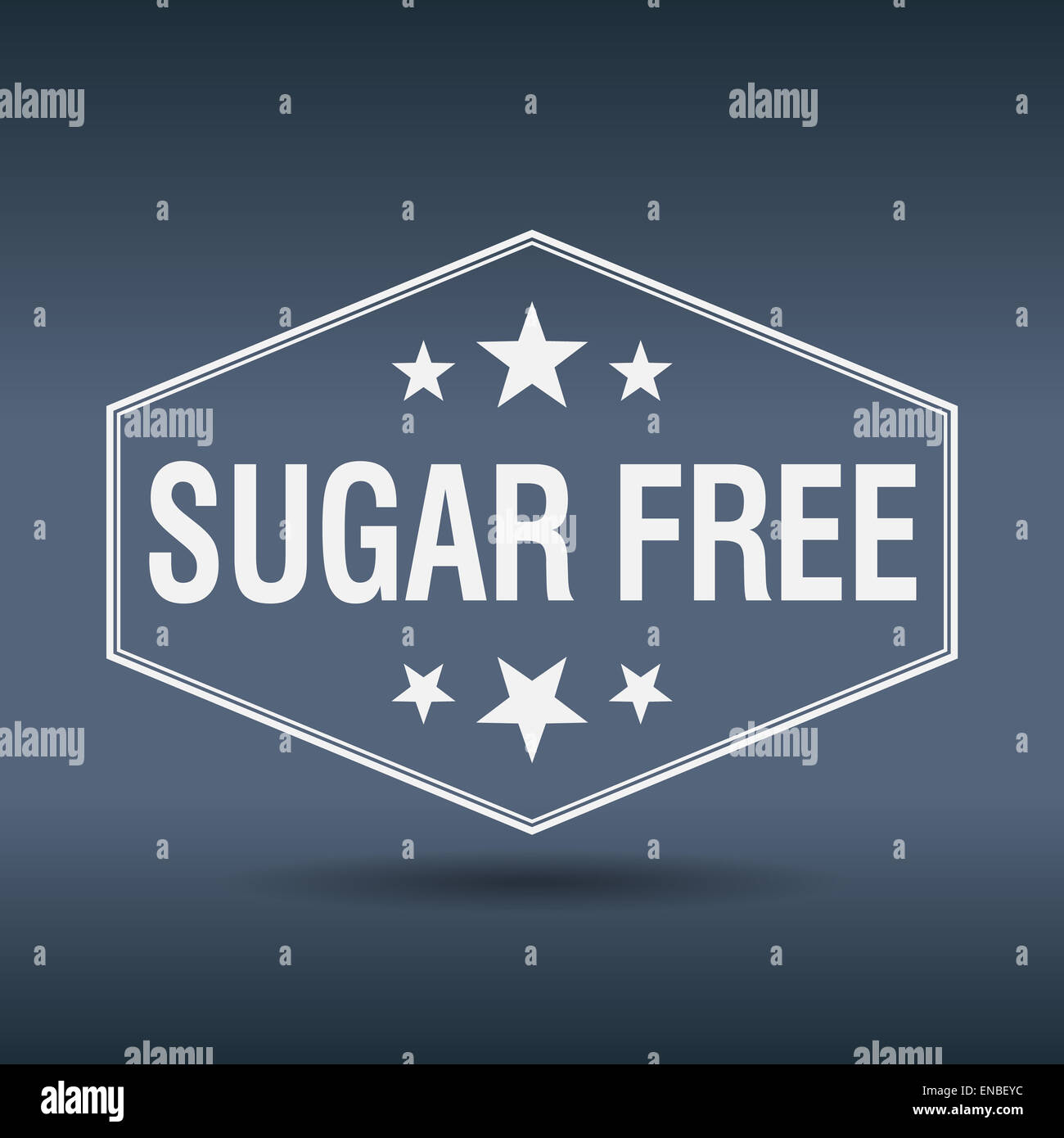 sugar free hexagonal white vintage retro style label Stock Photo - Alamy
