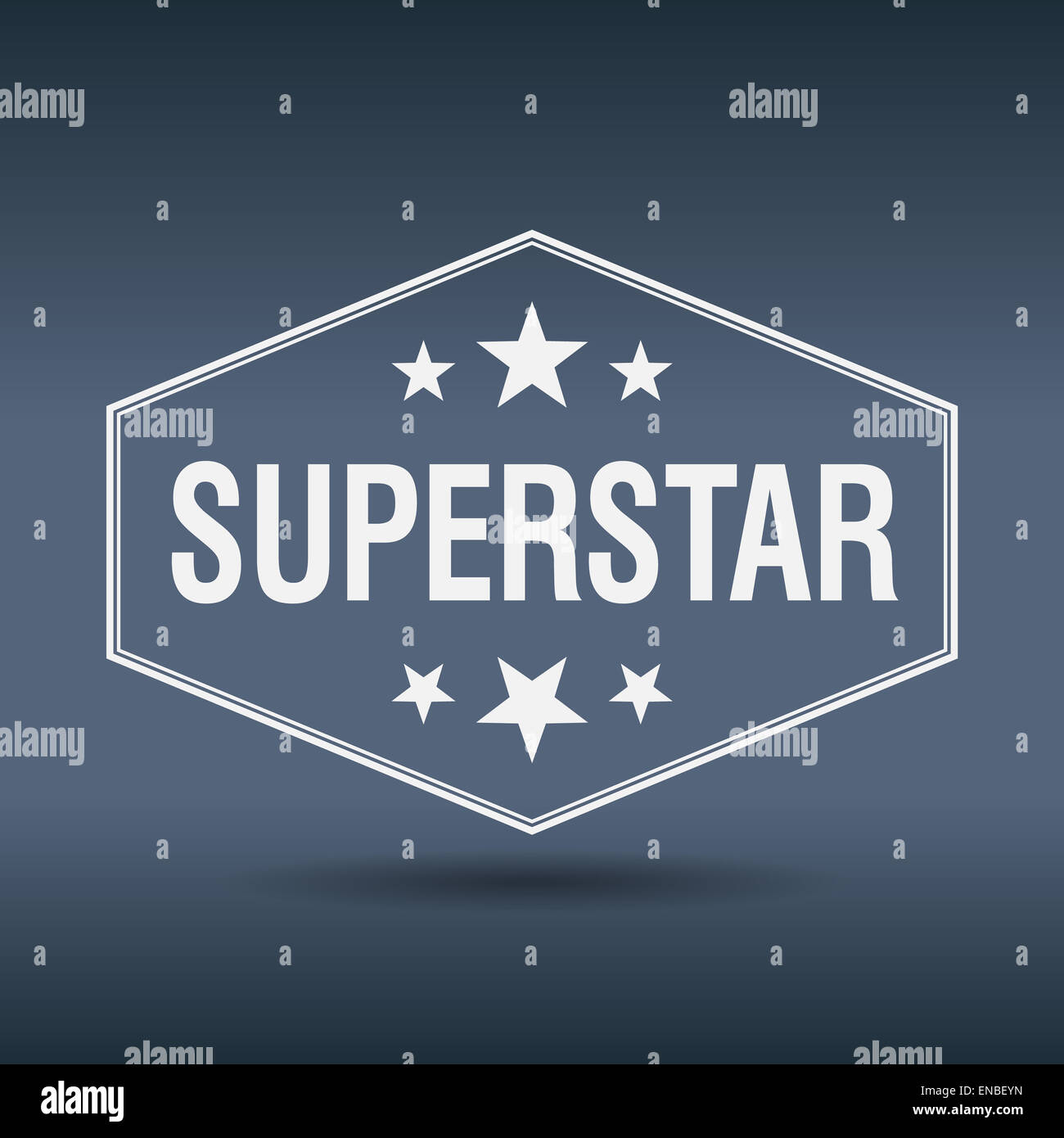 superstar hexagonal white vintage retro style label Stock Photo - Alamy