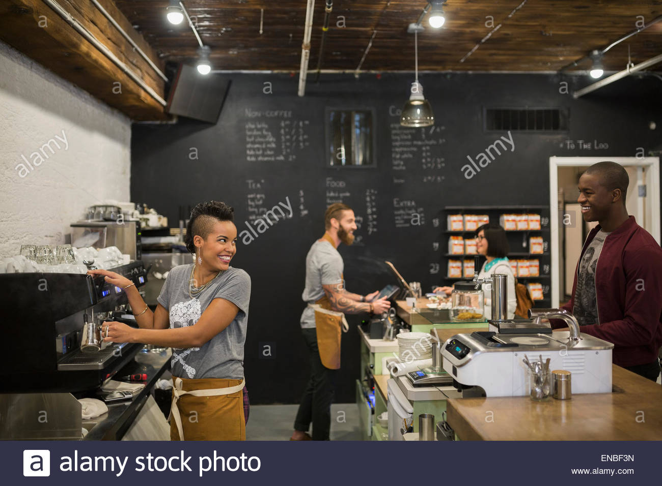 Barista baristas counter customer customers hi-res stock photography ...